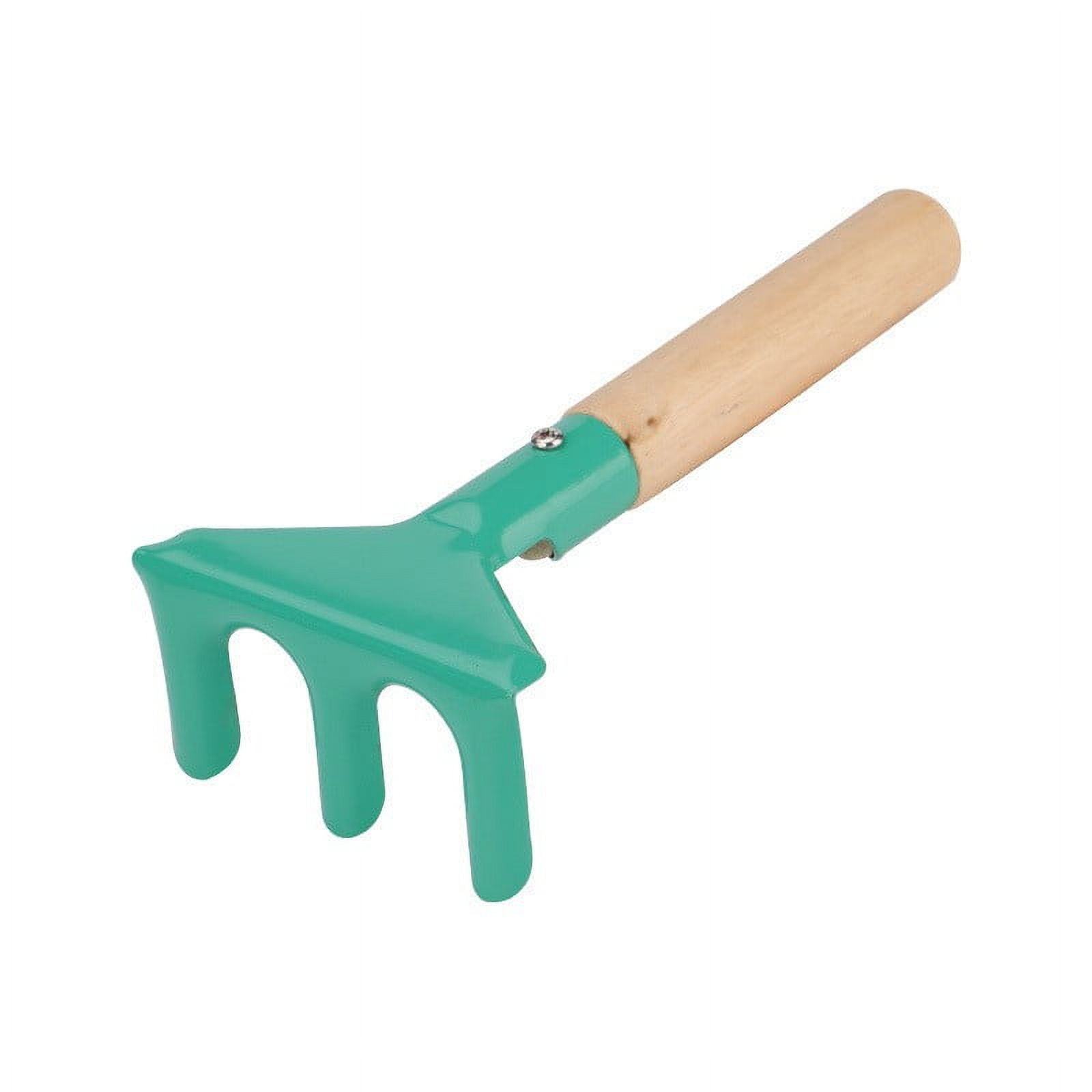 Garden Rake Small Gardening Tool with Wooden Handle Compact Lightweight ...