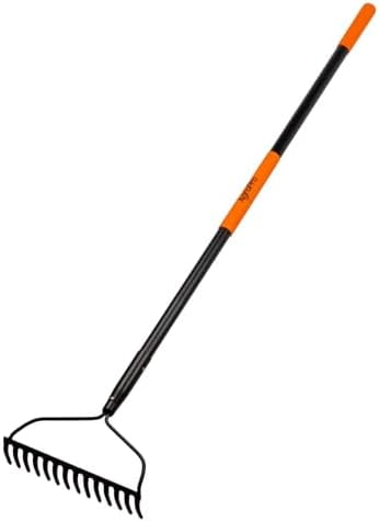 Garden Rake for Lawn Heavy Duty, 14 Tines Metal Rake with Thick ...