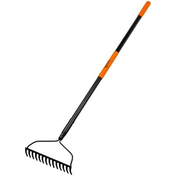 Garden Rake for Lawn Heavy Duty, 14 Tines Metal Rake with Thick ...