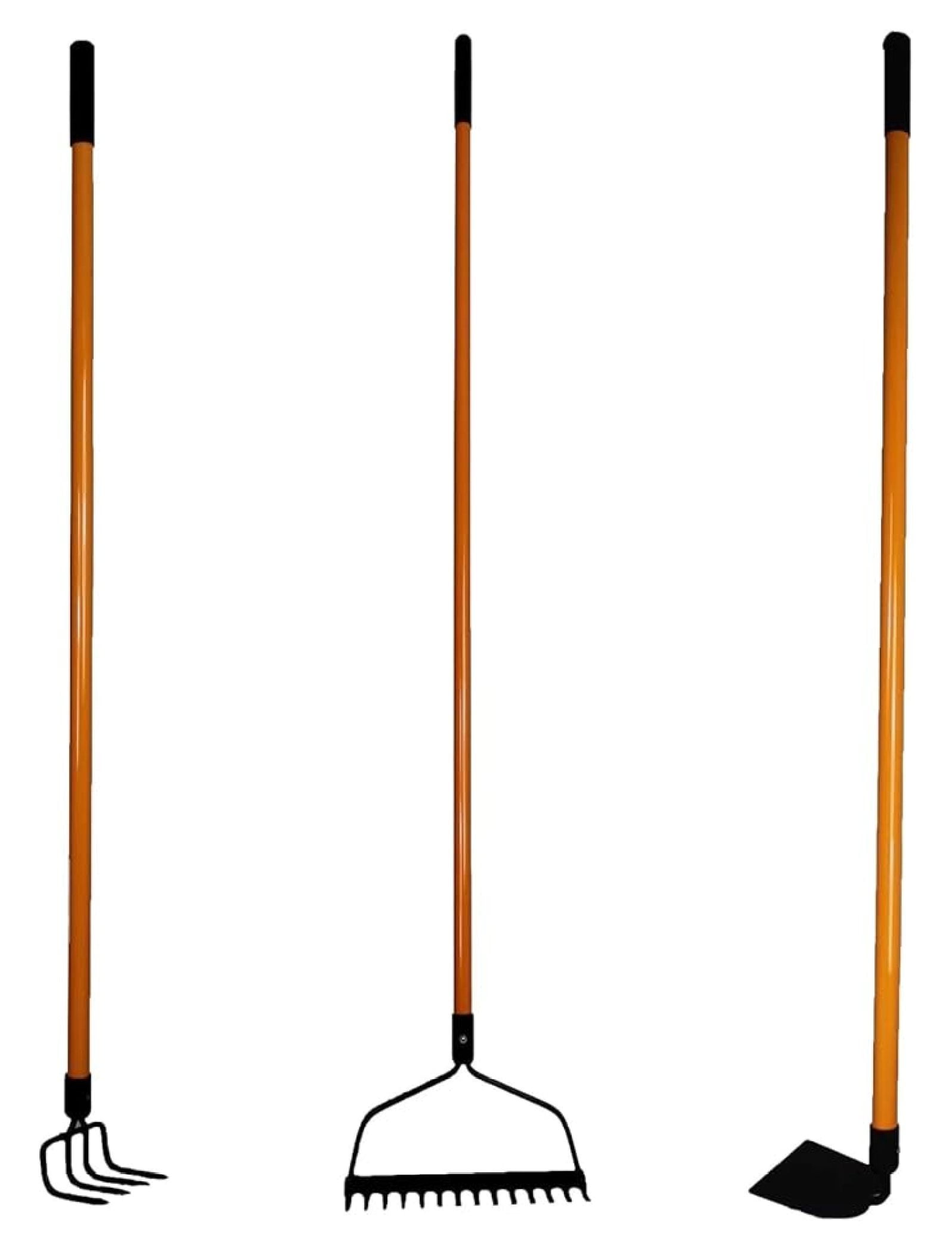 Garden Rakes & Hoe Set - 3 Piece Gardening Tools with Bow Rake, Garden ...