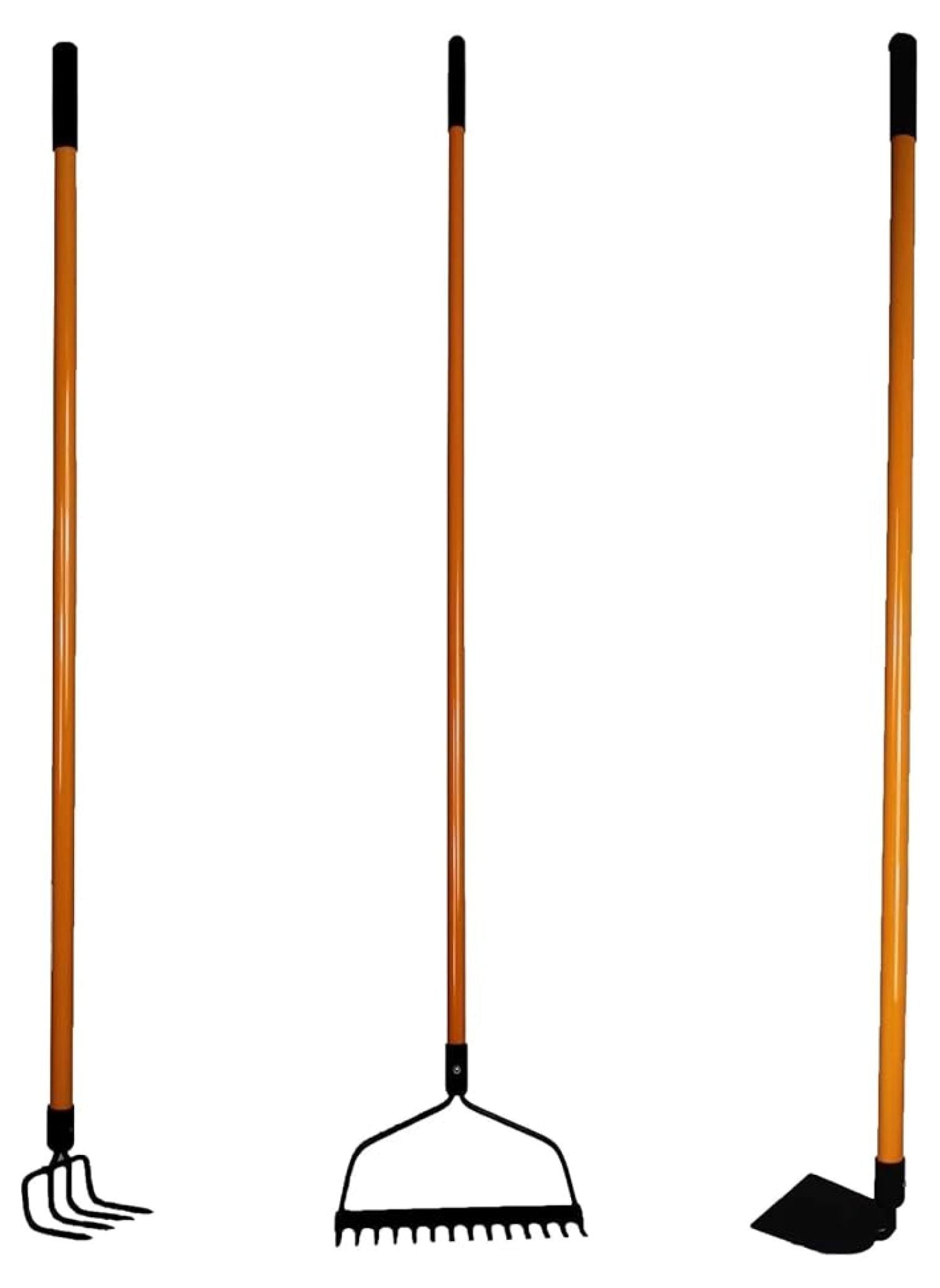 Garden Rakes Set 3 Pcs - Bow Rake, Cultivator, Hoe - Garden Tools for ...