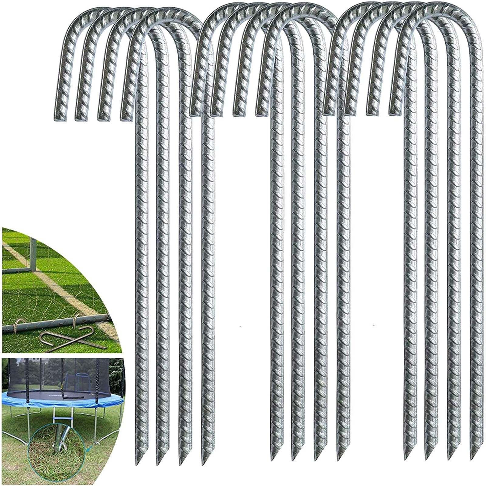Garden Rebar Stakes Thick J Hook Heavy Duty Galvanized Steel Ground ...