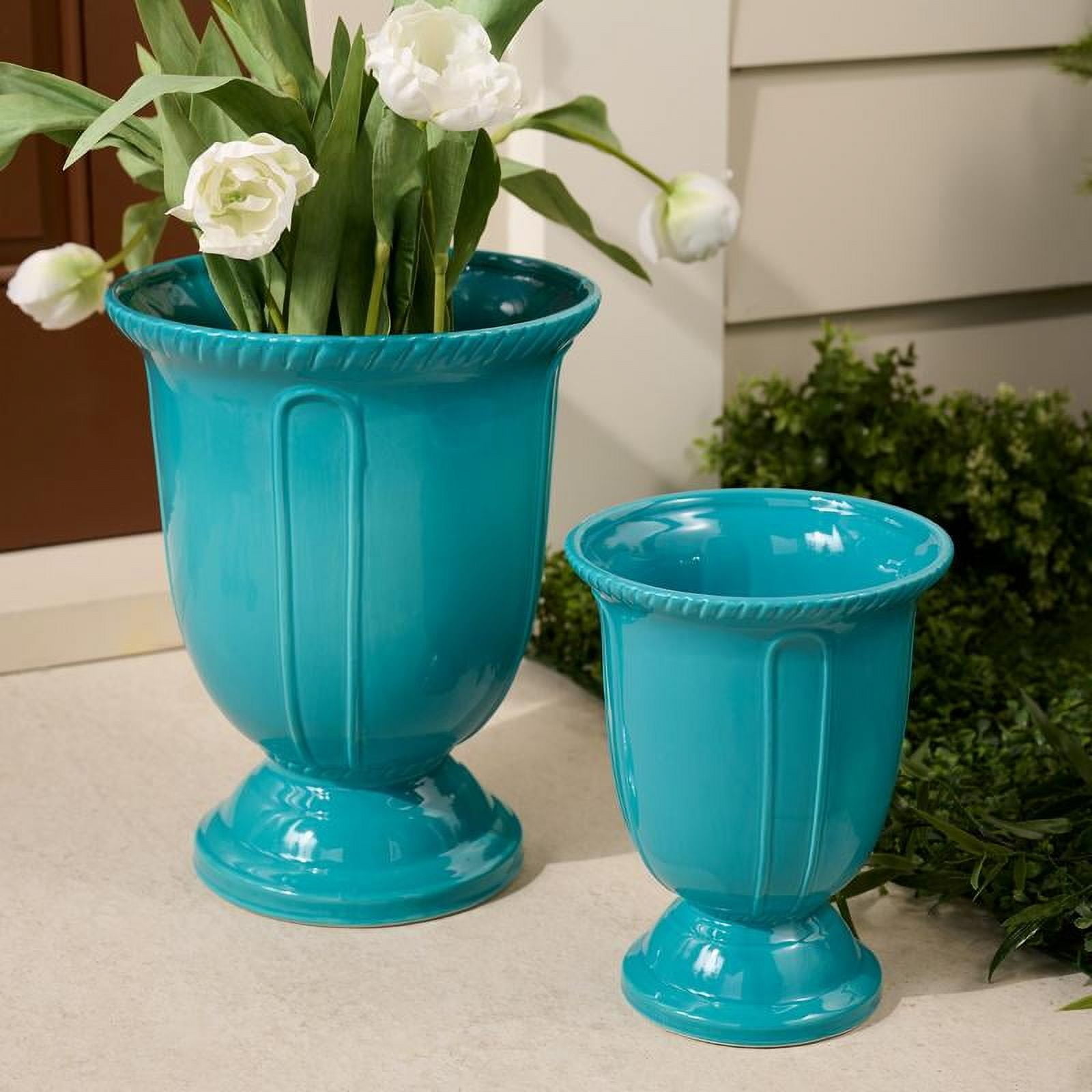 Garden Reflections S/2 Staggered Height Ceramic Urn Planters - Walmart.com