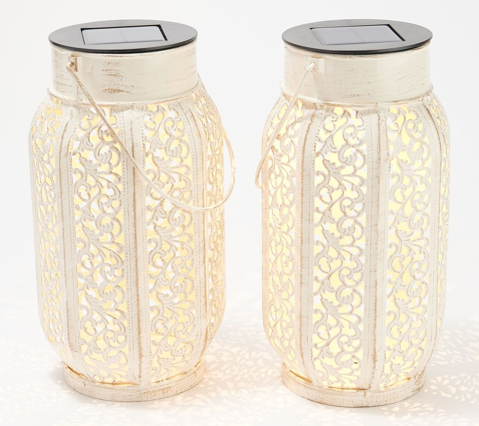 Garden Reflections Set of (2) 11" Solar Lanterns in Ivory - Walmart.com