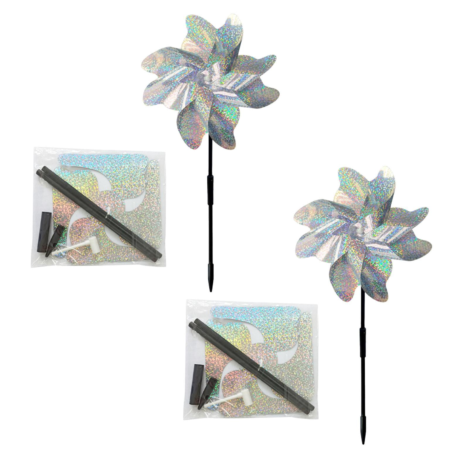 Garden Reflective Pin Wheel with Stakes, Sparkly Colorful Windmill for ...