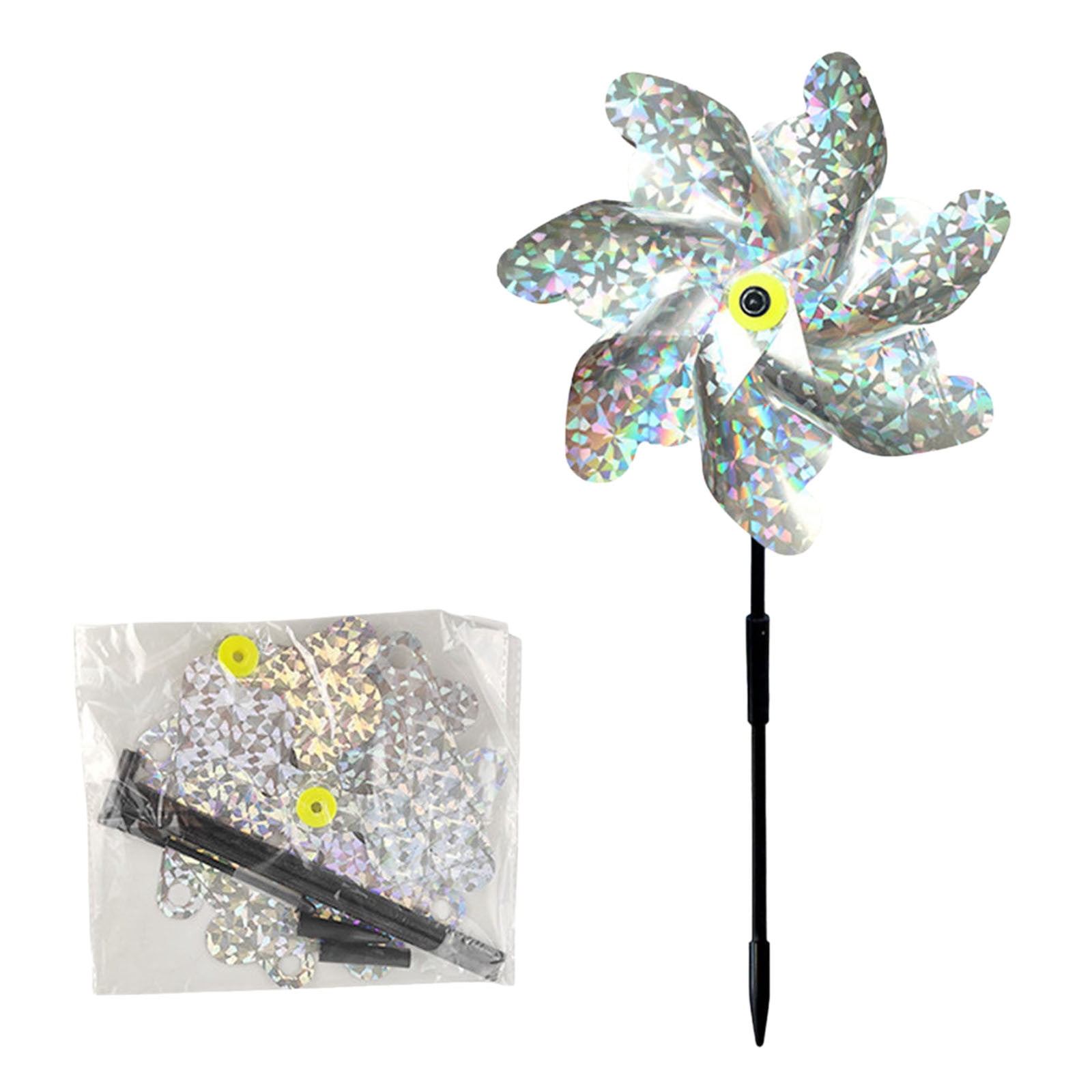 Garden Reflective Pin Wheel with Stakes, Sparkly Colorful Windmill for ...
