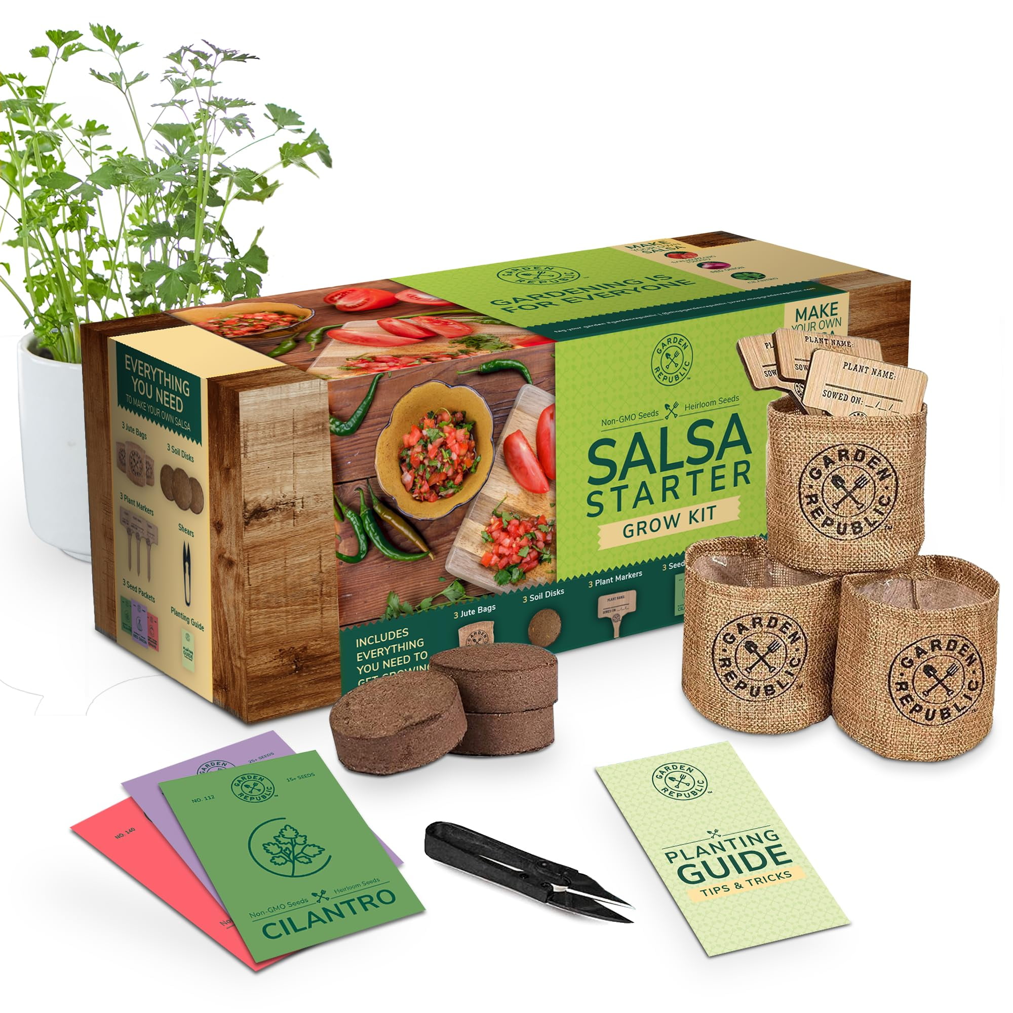 Garden Republic Salsa Grow Kit Starter Kit with Seeds Soil Planters ...