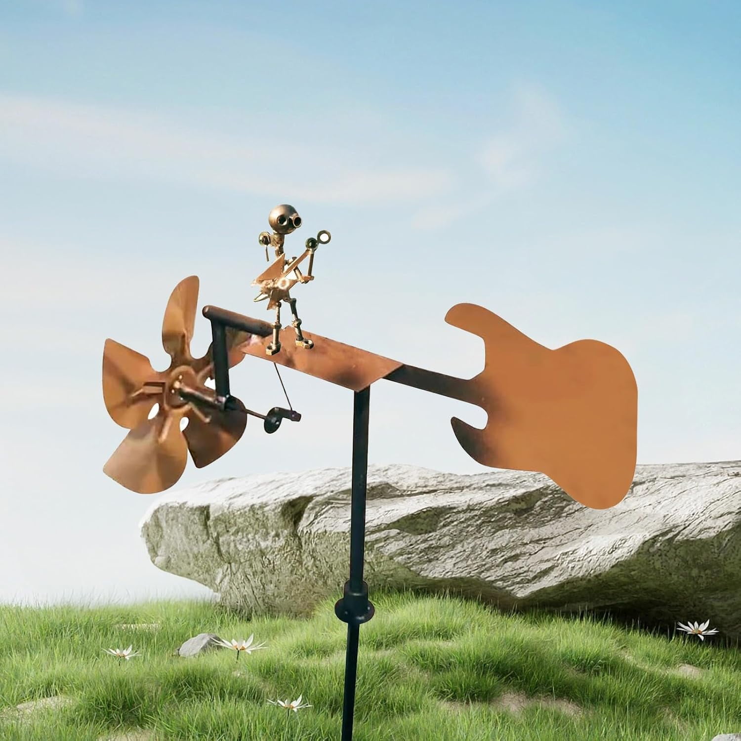 Garden Rock Band Windmill, Handmade Metal Rock Band Windmill ...