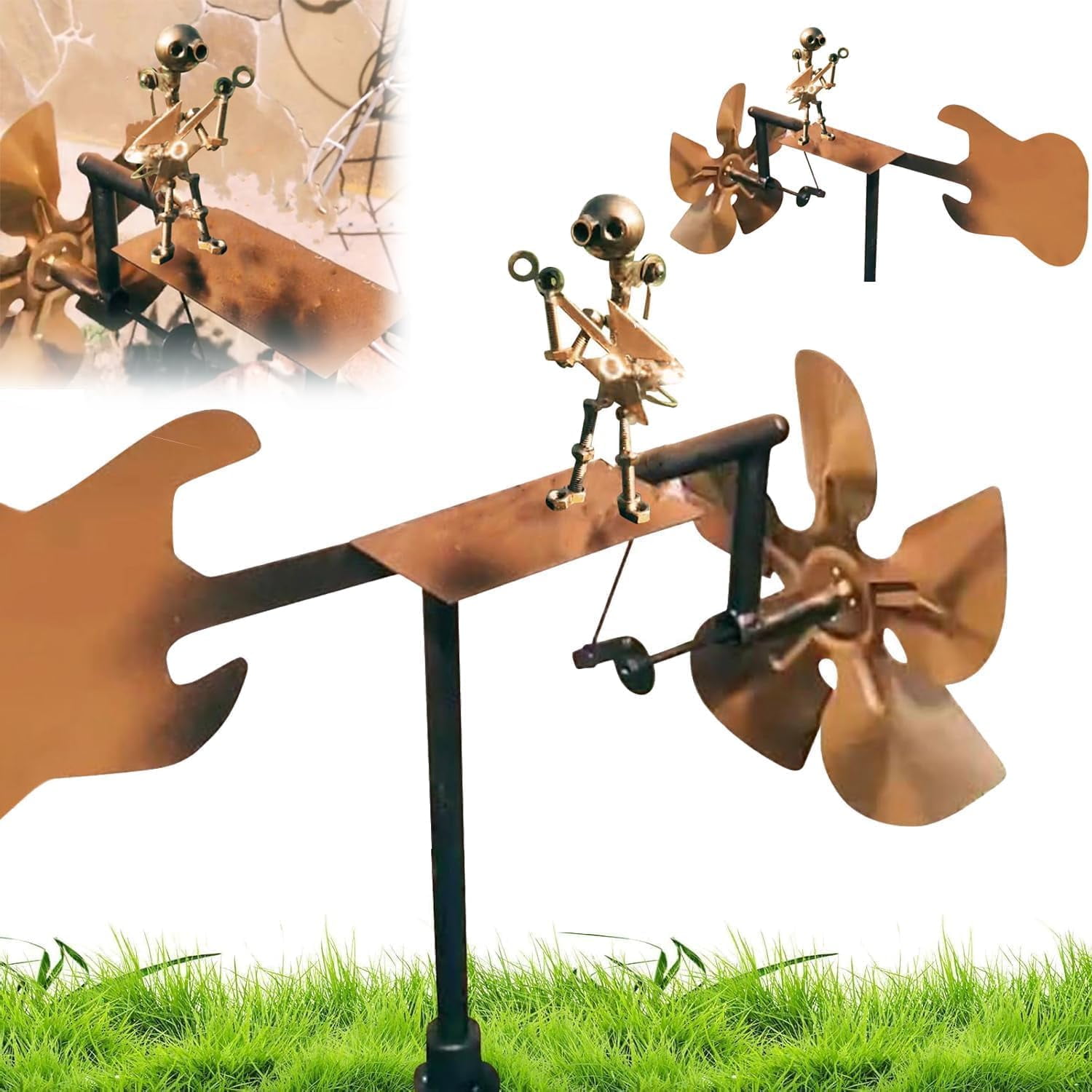 Garden Rock Drummer Windmill, Handmade Metal Rock Band Windmill ...