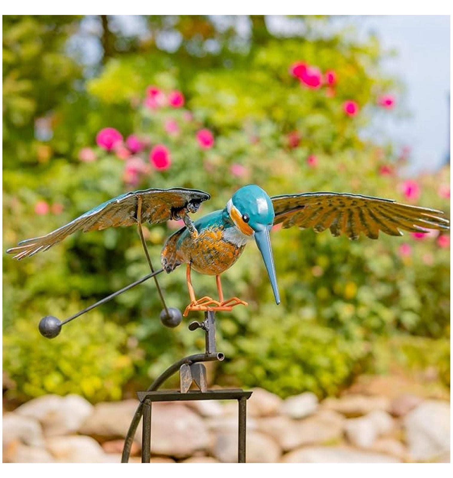 Garden Rocking Stakes - Set of 6 Hummingbird Yard Art - Outdoor Metal ...