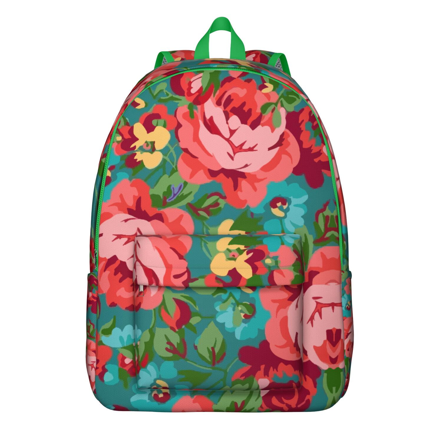 Garden Romance Backpack - Vintage Waterproof Bookbag with Rose & Peony ...