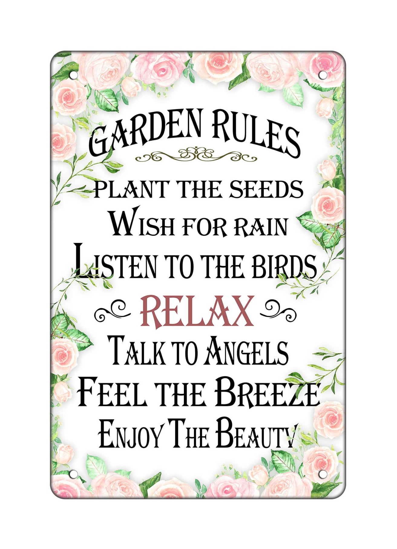 Garden Rules Metal Tin Sign Garden Decor IndoorOutdoor Sign Home Decor ...