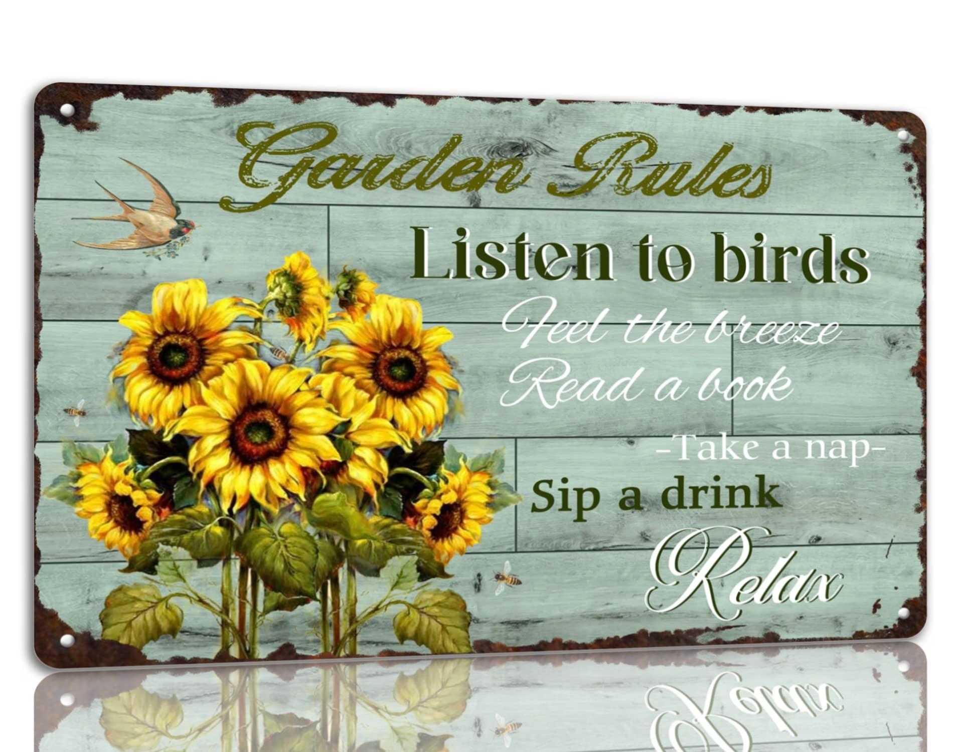 Garden Rules Metal Tin Sign Vintage Garden Decor Signs For Yard Patio ...