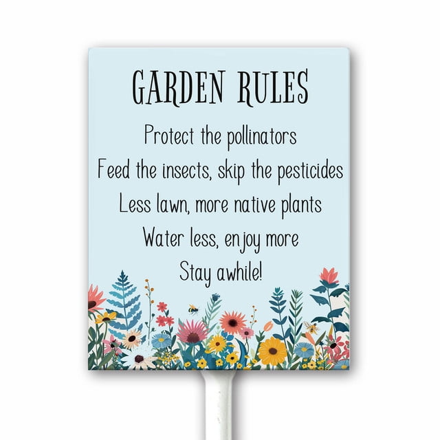 Garden Rules Sign, Native Plant Garden Sign, Pollinator Garden Sign ...