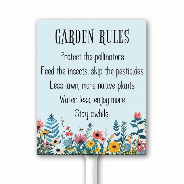 Garden Rules Sign, Native Plant Garden Sign, Pollinator Garden Sign, Wildlife Habitat Sign, No ...