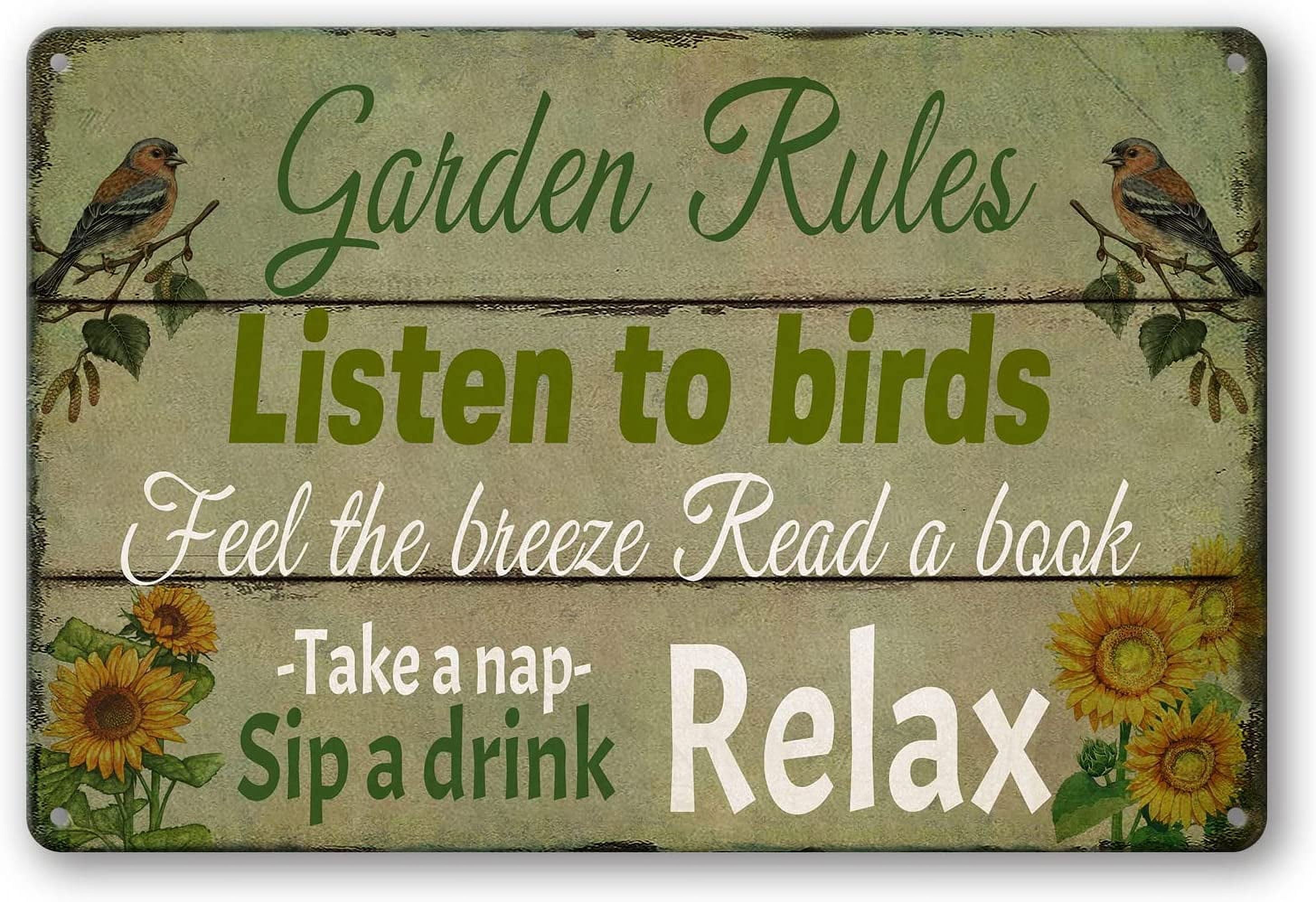 Garden Rules Sign,Vintage Garden Metal Tin Signs Plaque for Home Yard ...