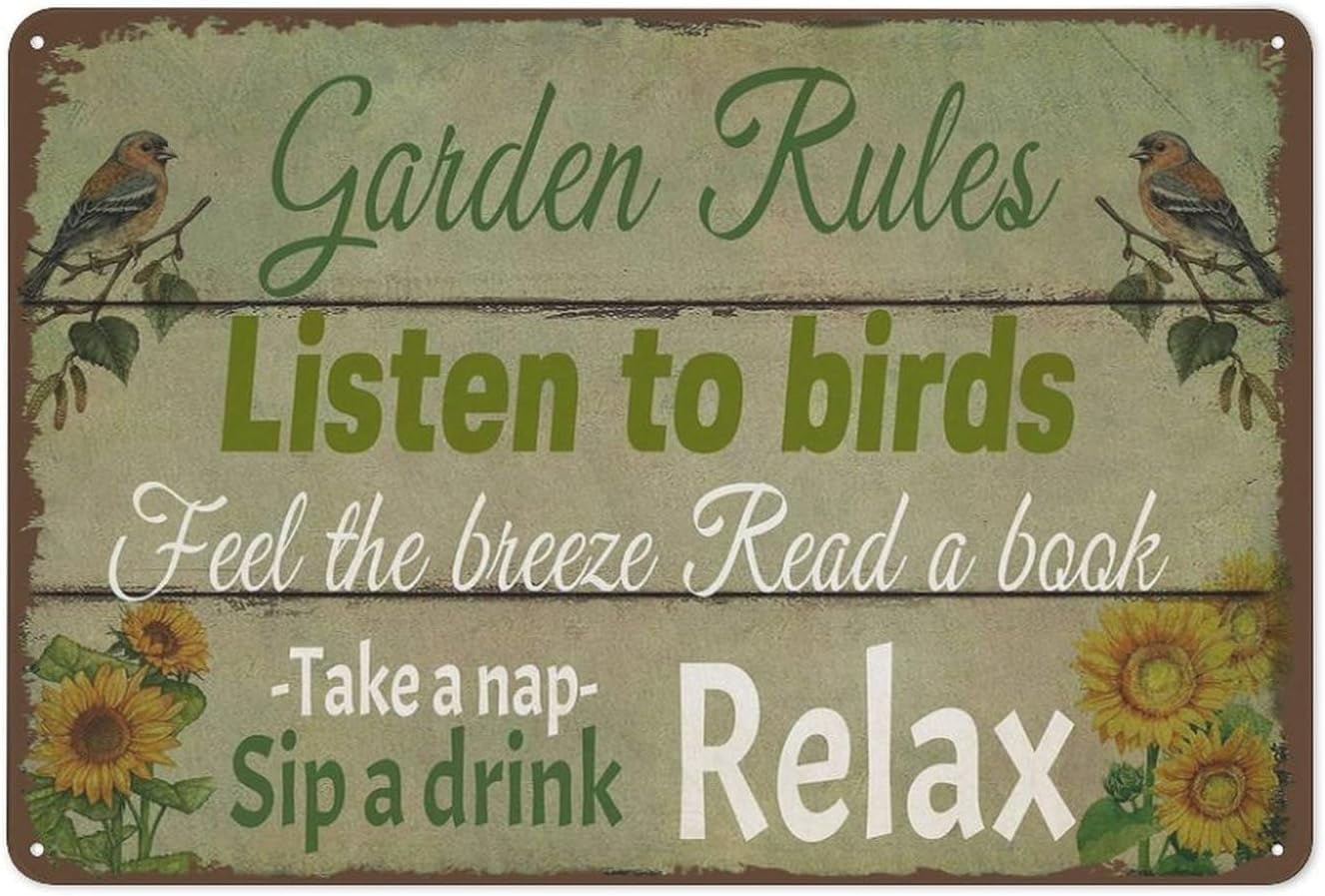 Garden Rules Sign,Vintage Garden Metal Tin Signs Plaque for Home Yard ...