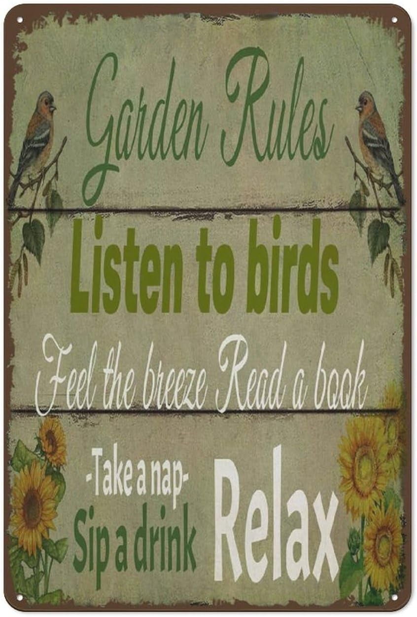Garden Rules Sign,Vintage Garden Metal Tin Signs Plaque for Home Yard ...