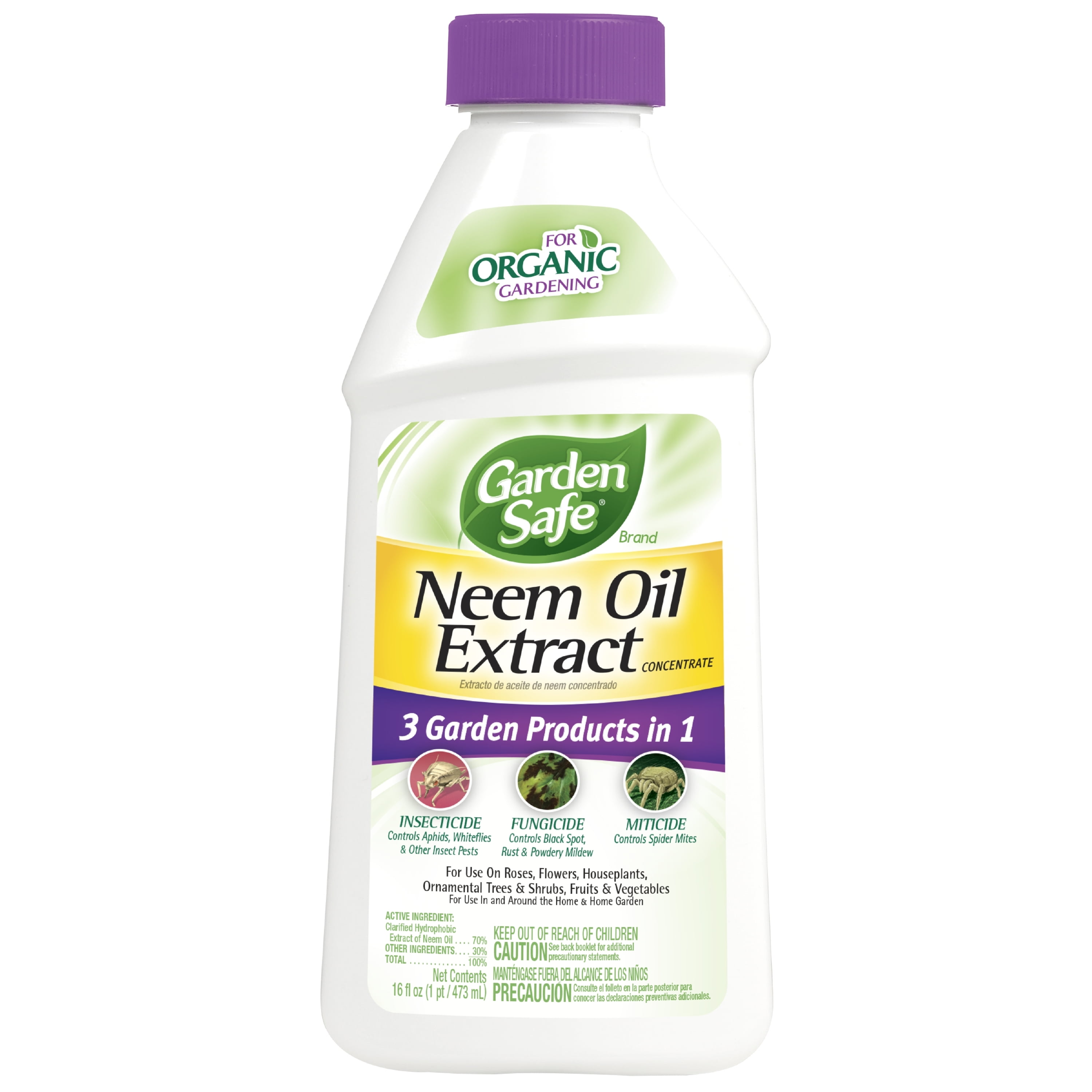 Garden Safe Organic Neem Oil Extract, 3-In-1 Insecticide, Fungicide ...