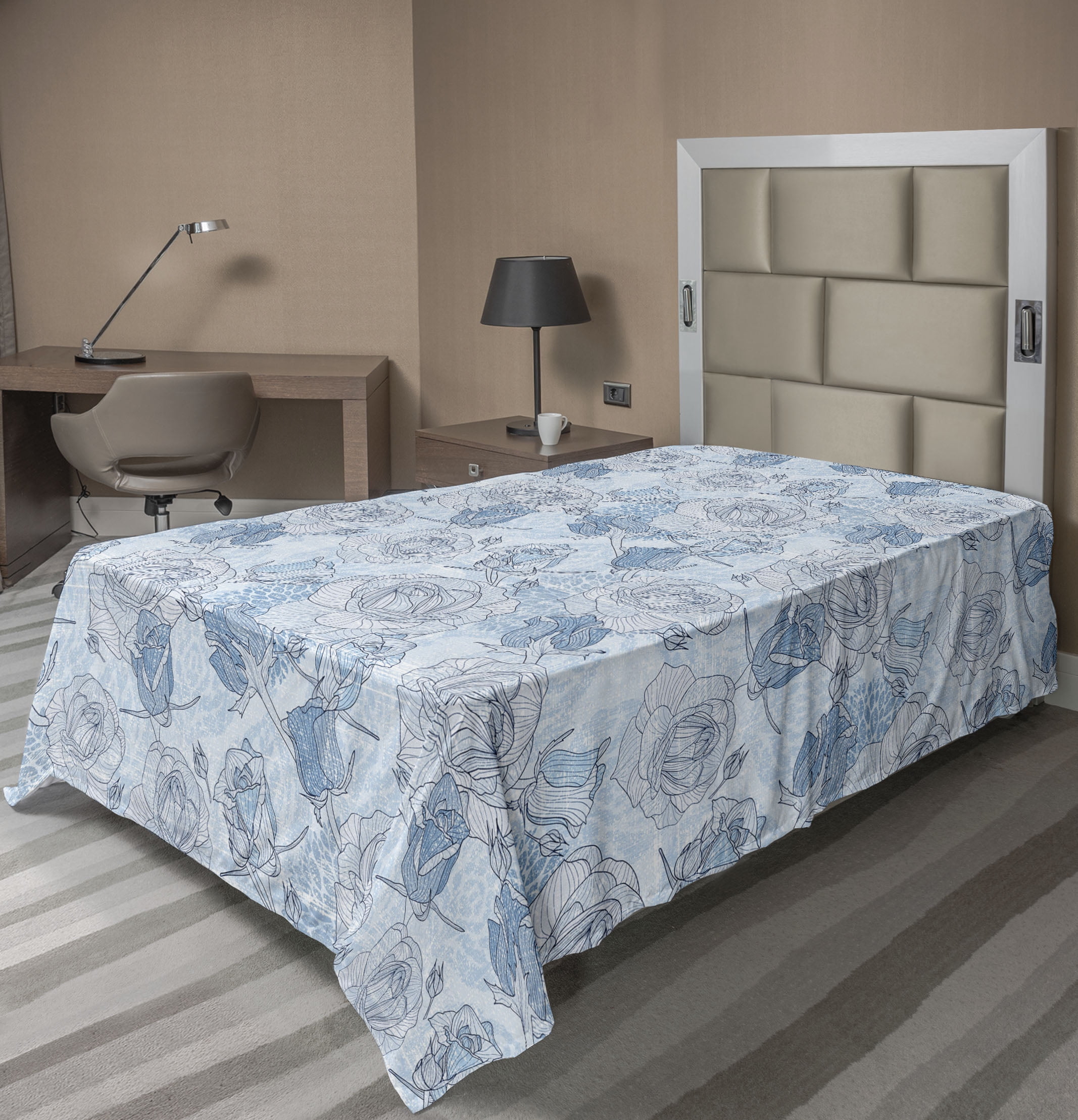 Ambesonne Garden Scene Flat Bedding Sheet Soft Top Sheet, Modern Rose ...