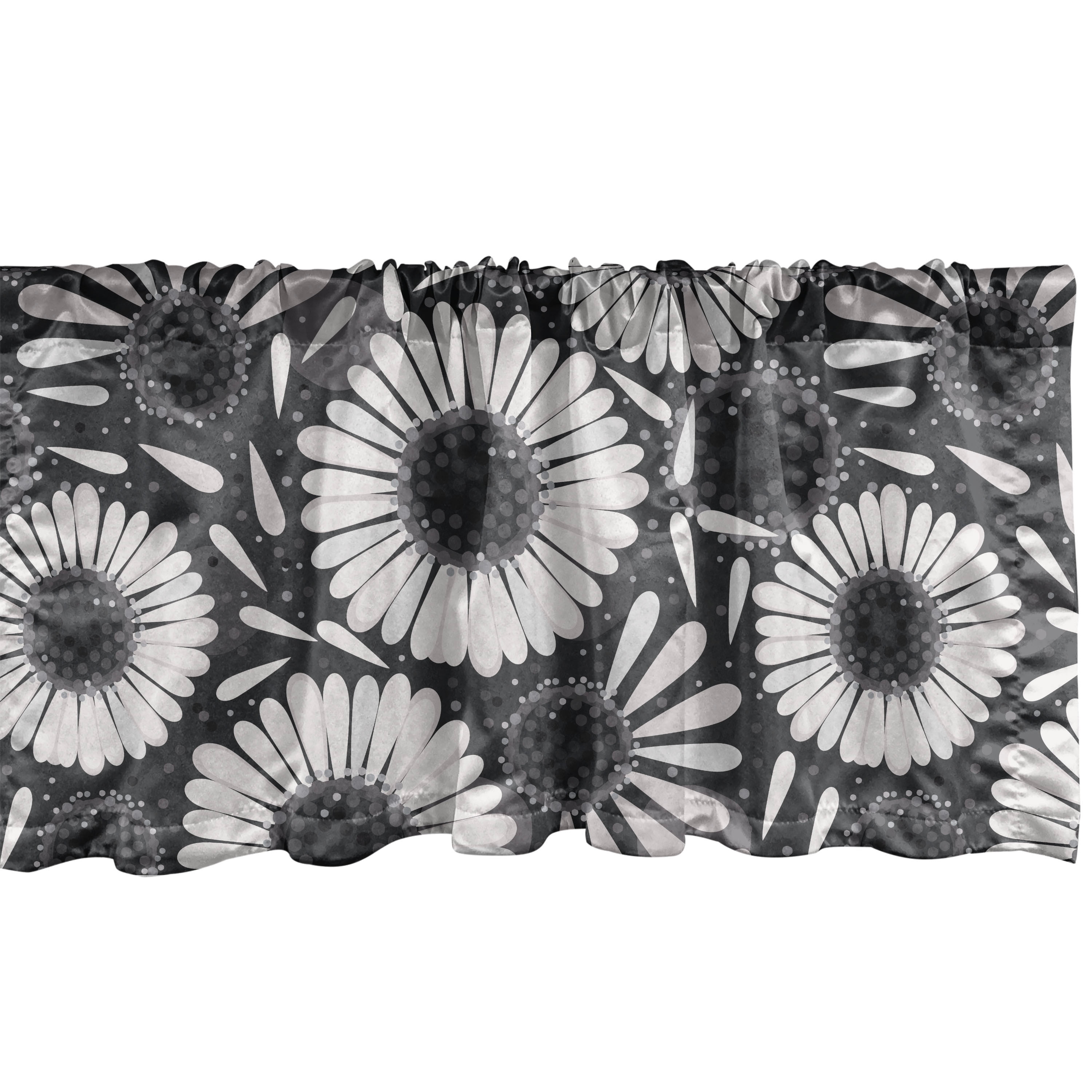 Garden Scene Window Valance, Autumn Vibes Romantic Themed Monochrome ...