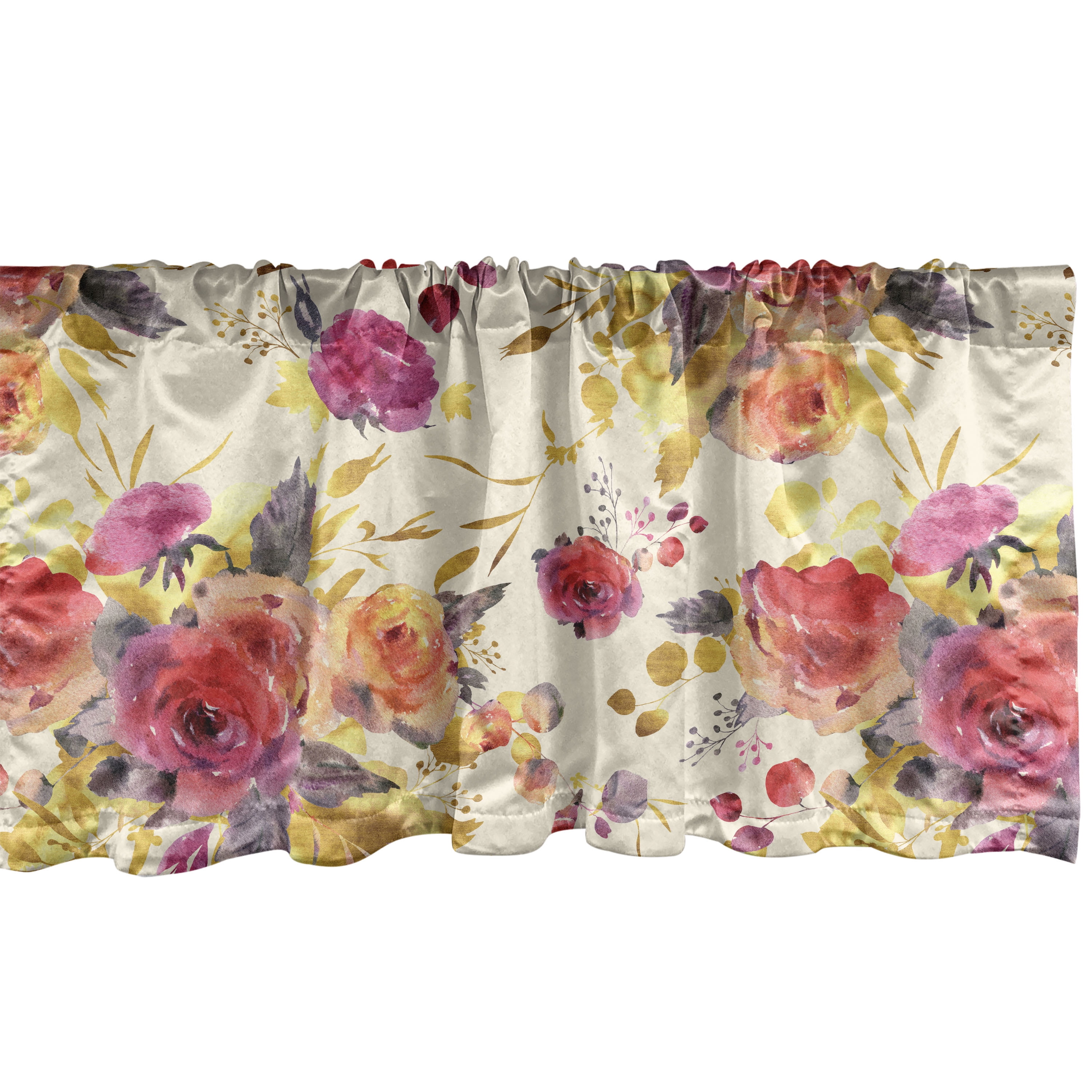 Garden Scene Window Valance, Delicate Rose Pattern with Summer Vibes ...