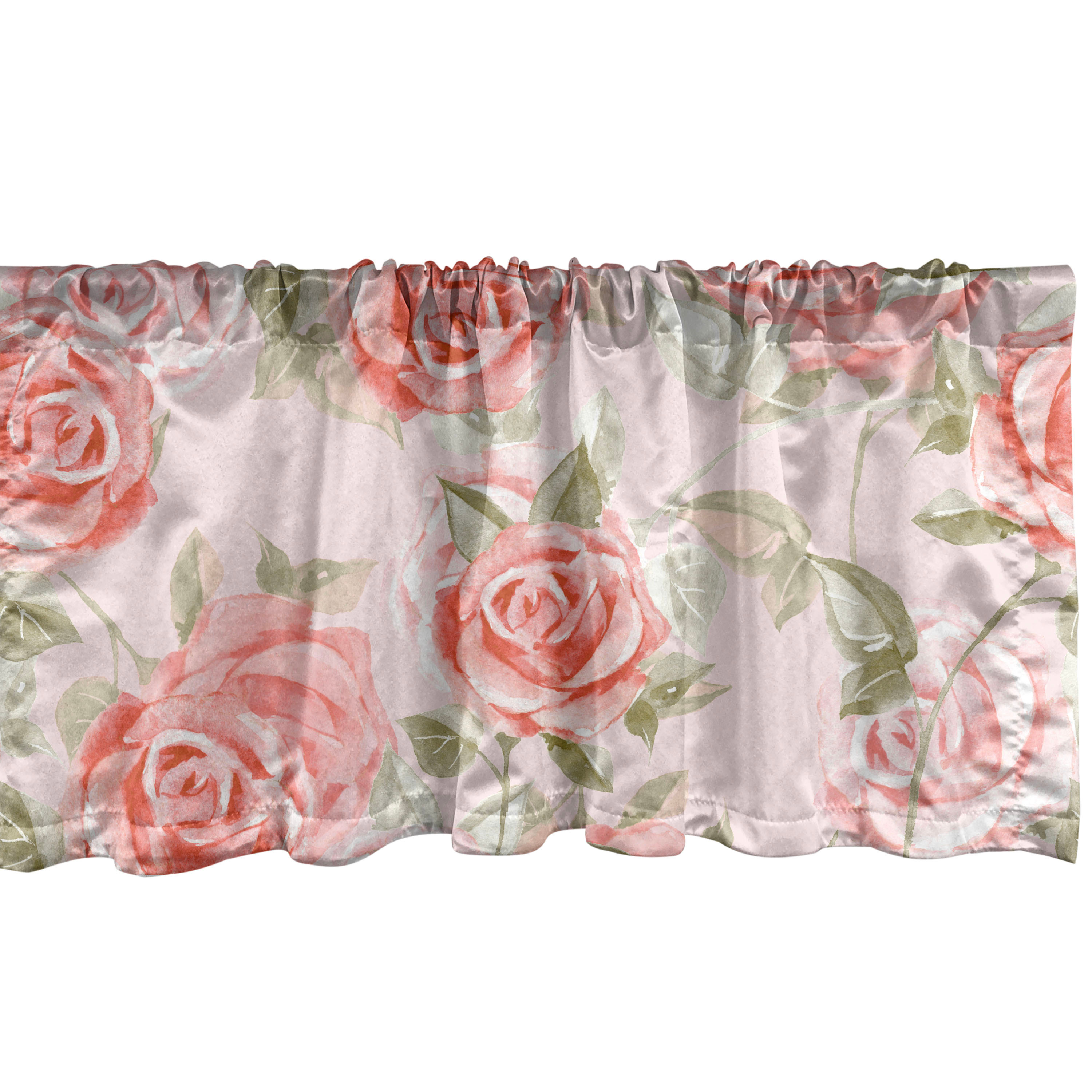 Garden Scene Window Valance, Innocent Rose Flowers Vintage Drawings ...