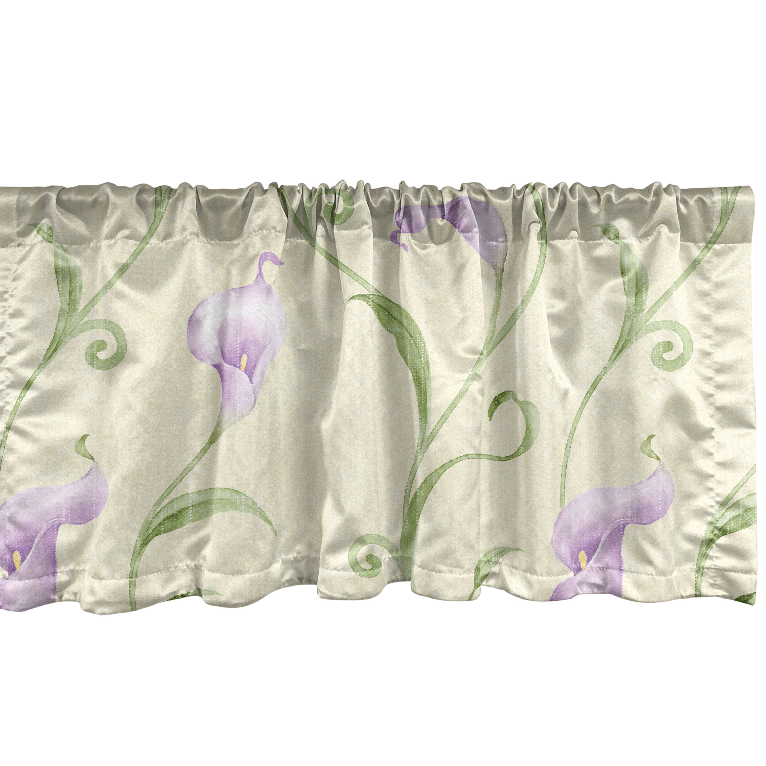 Garden Scene Window Valance, Lavender Colors Soft Floral Composition ...
