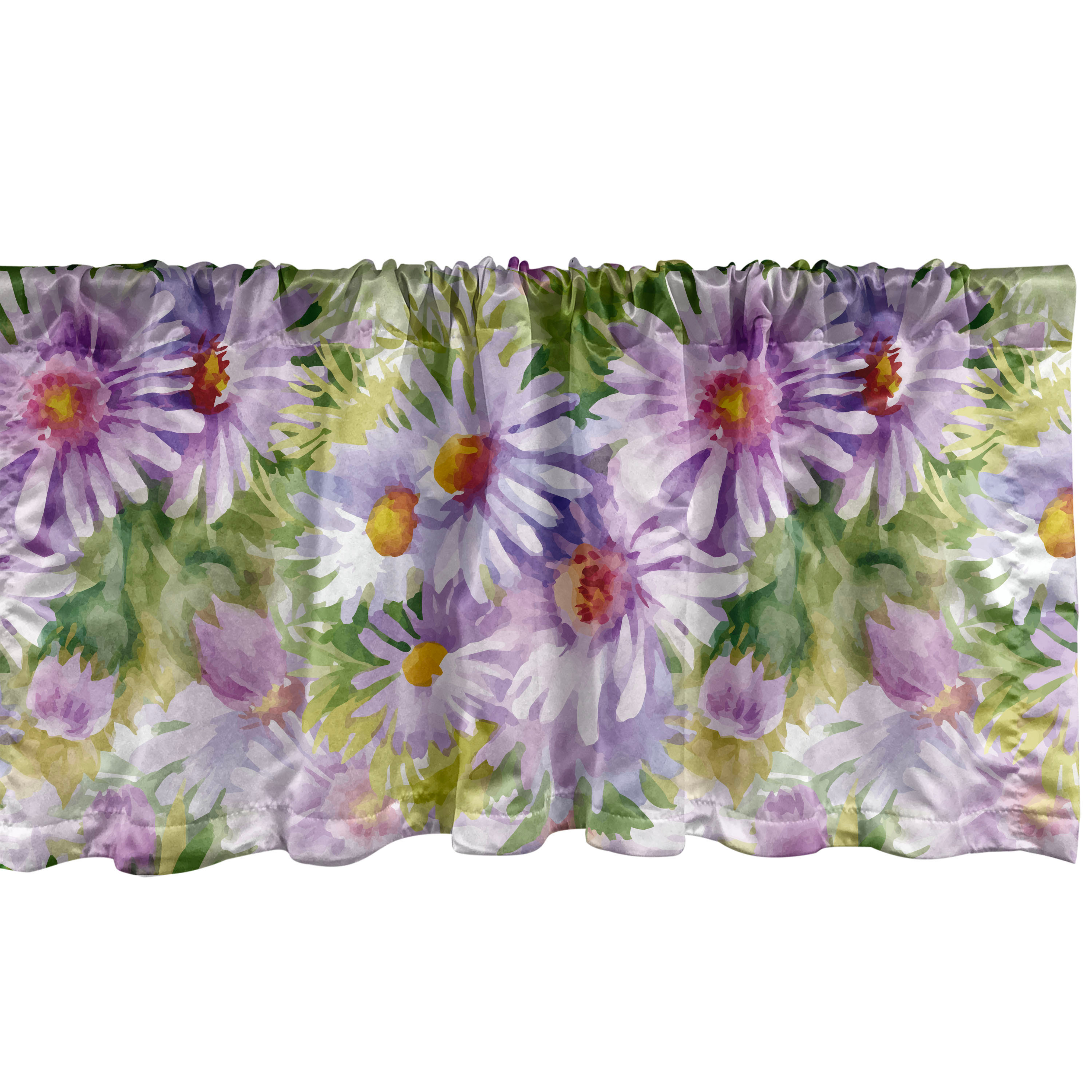 Garden Scene Window Valance, Pastel Colors Delicate Chamomile with ...