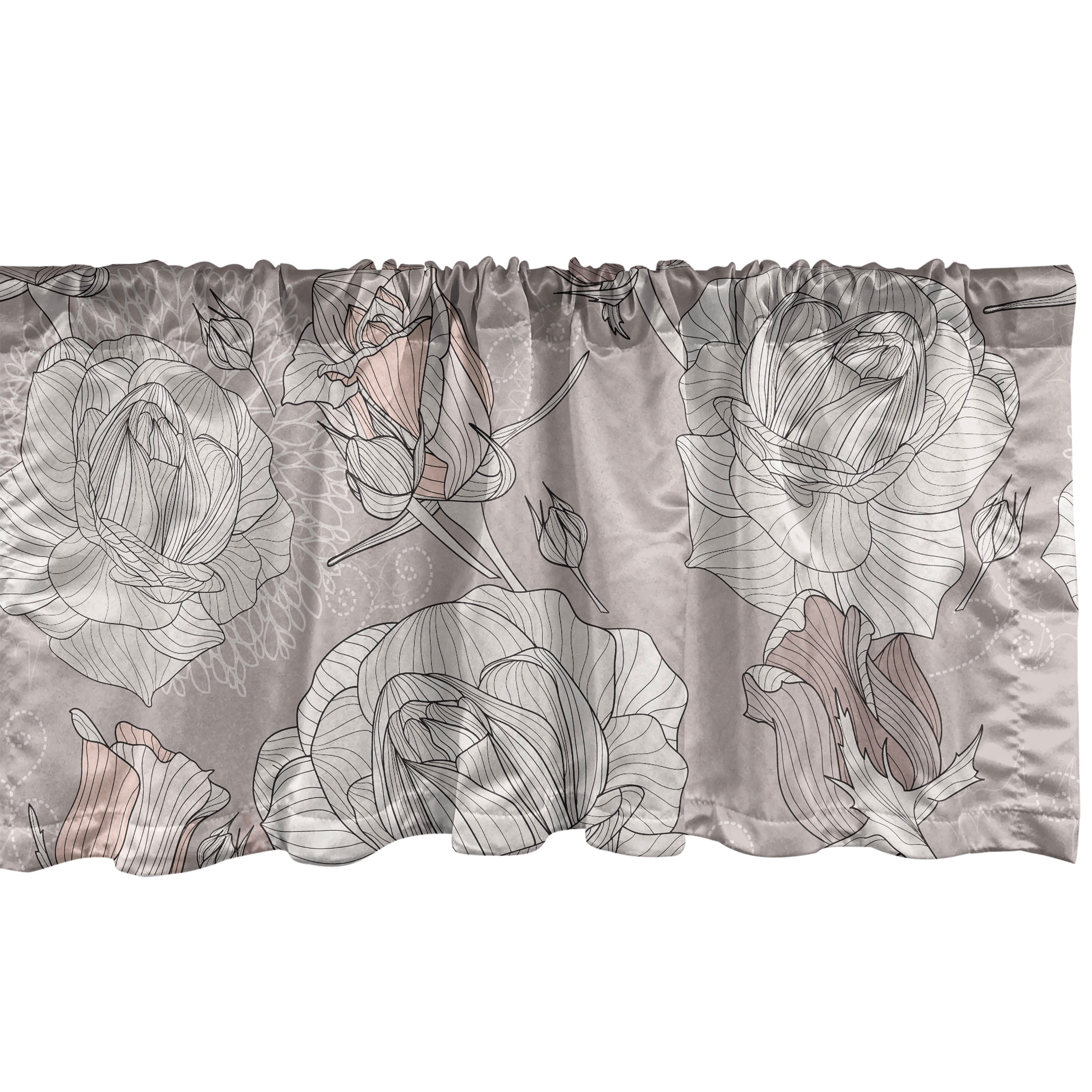 Garden Scene Window Valance, Simple Design Linear Rose Pattern ...