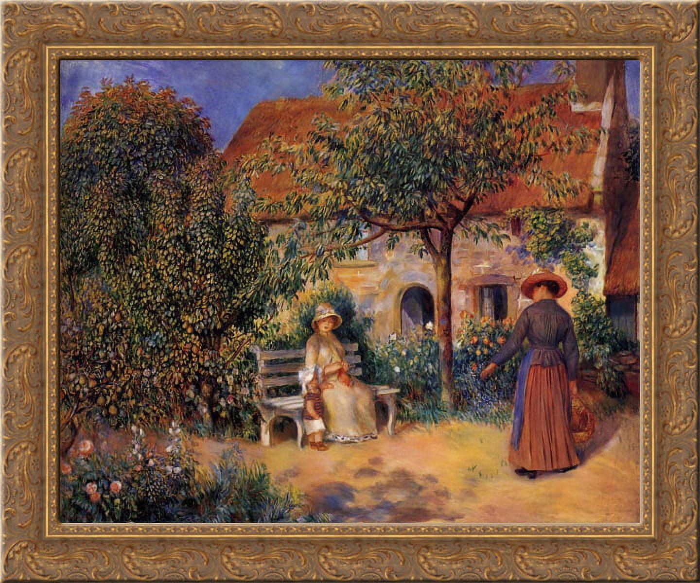 Garden Scene in Brittany 24x20 Gold Ornate Wood Framed Canvas Art by Renoir, Pierre Auguste ...