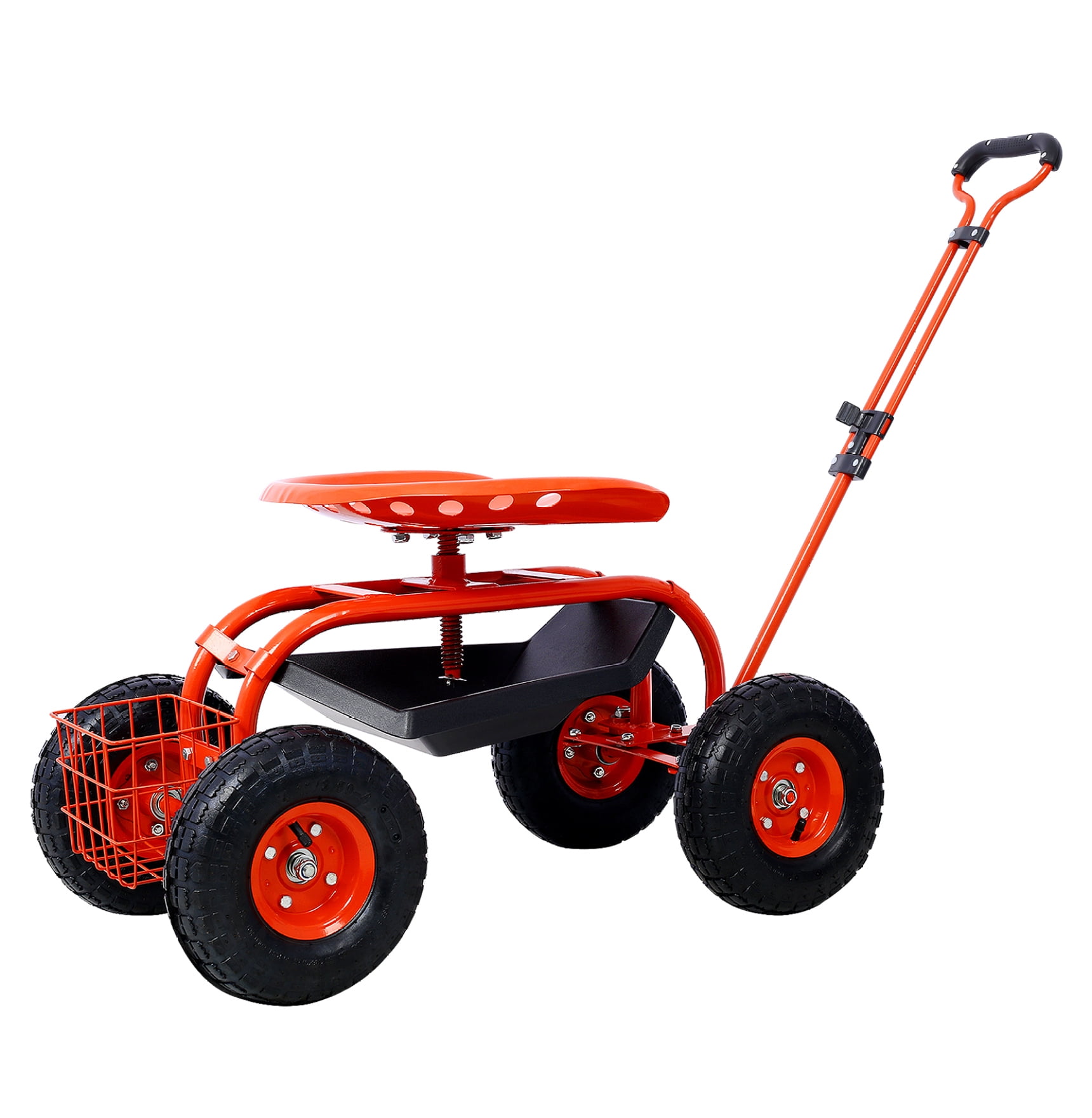 Garden Scooter Cart with Seat & Wheels - Rolling Garden Seat with Tool ...
