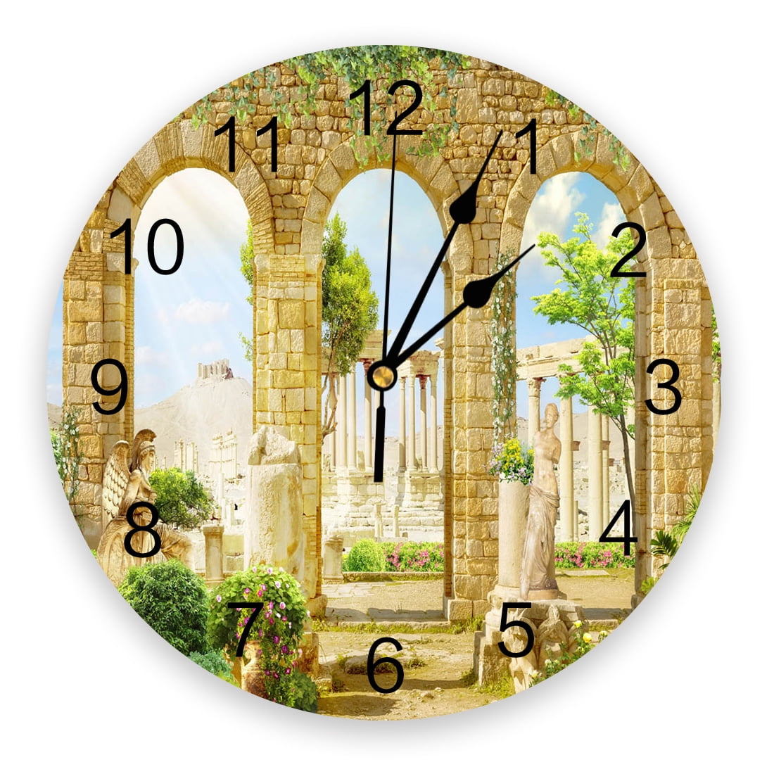 Garden Sea Amalfi Coast Decorative Round Wall Clock Arabic Numerals ...