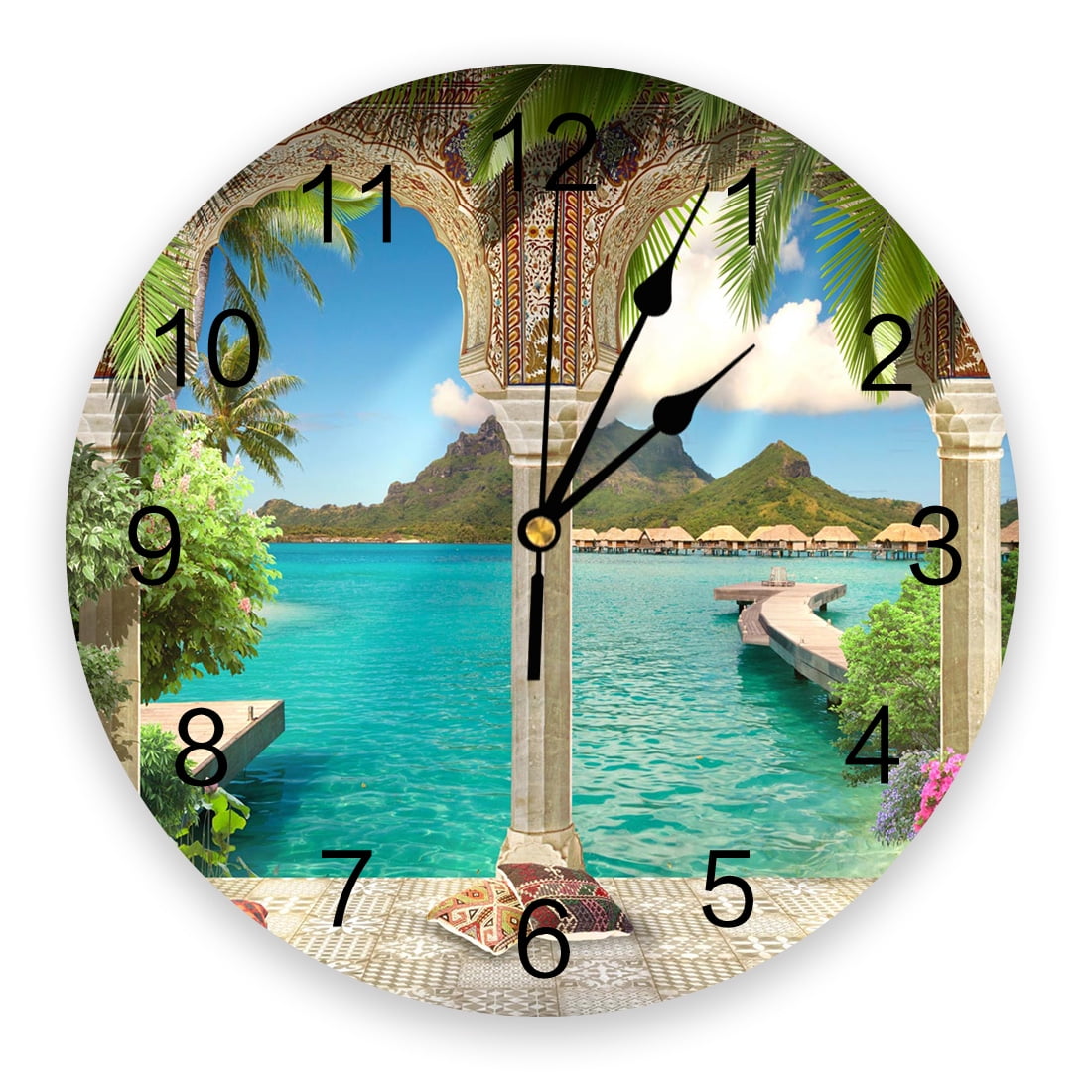 Garden Sea Amalfi Coast Decorative Round Wall Clock Arabic Numerals ...