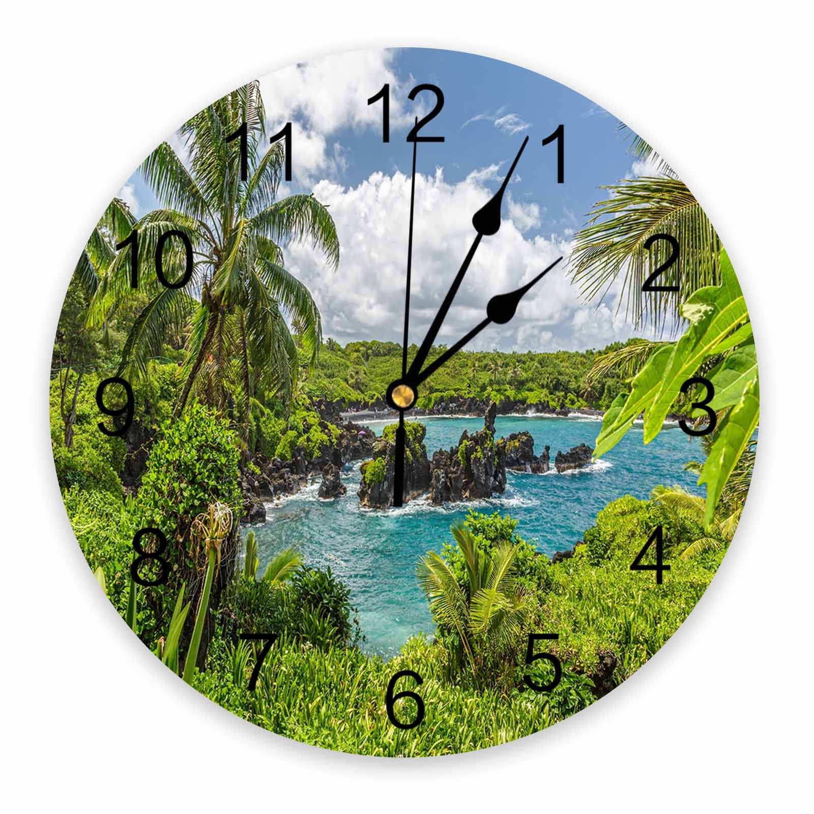 Garden Sea Amalfi Coast Decorative Round Wall Clock Arabic Numerals ...