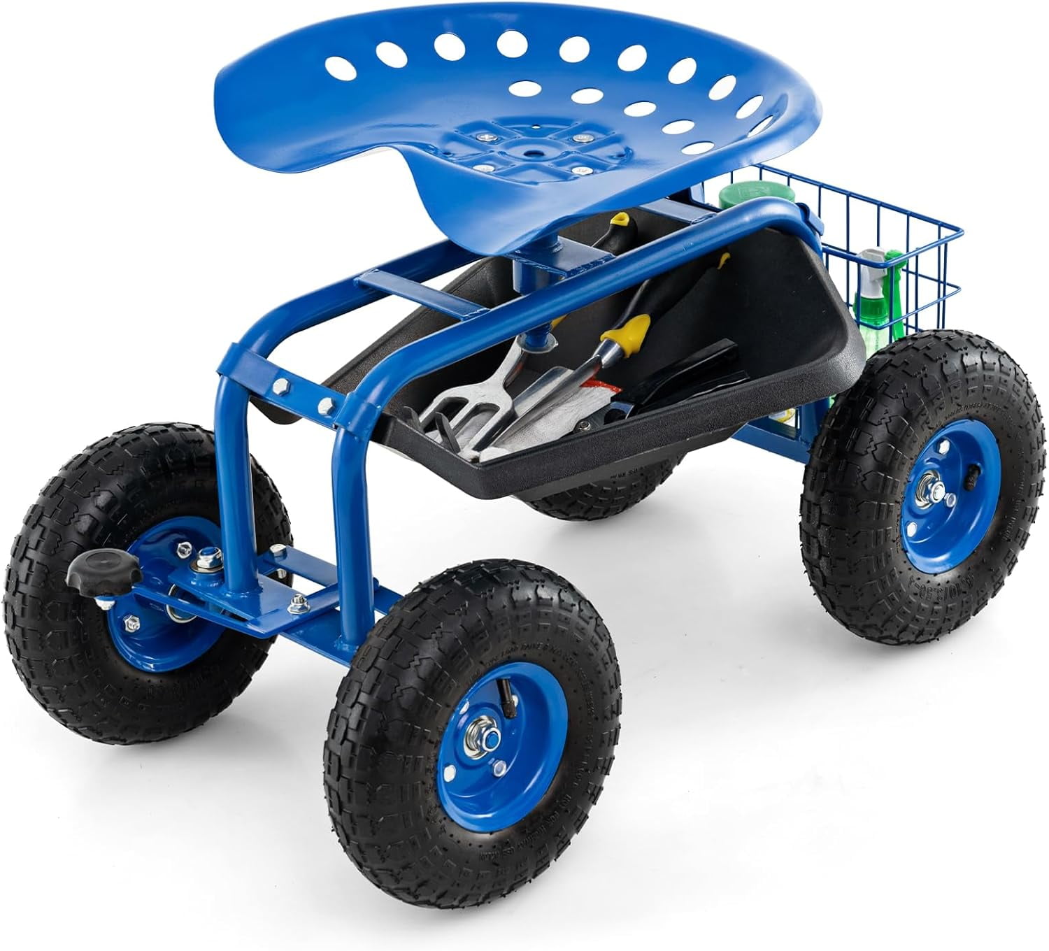 Garden Seat with Wheels, Rolling Garden Cart with 360 Degree Swivel ...