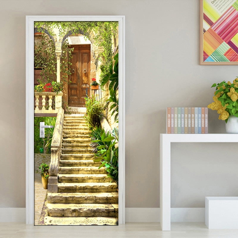 Garden Seaview 3D Mural PVC Wallpaper Door Sticker Living Room Bedroom ...