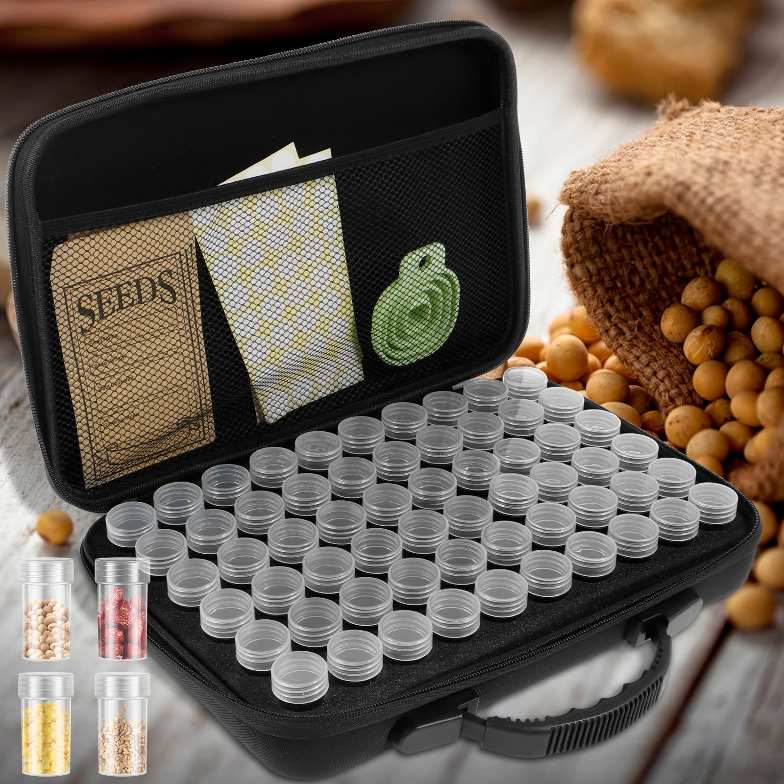 Garden Seed Storage Organizer Box - 60 Slots Seeds Organizer with Foam ...