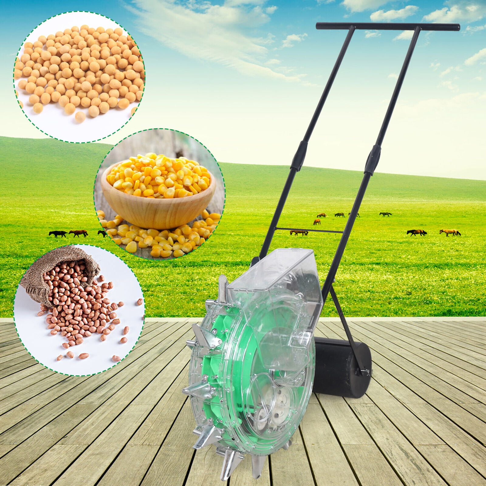 Garden Seeder, Garden Push Seeder, Hand-push Seeder 9.45*9.45*22.83in Hand-push Seeder for ...