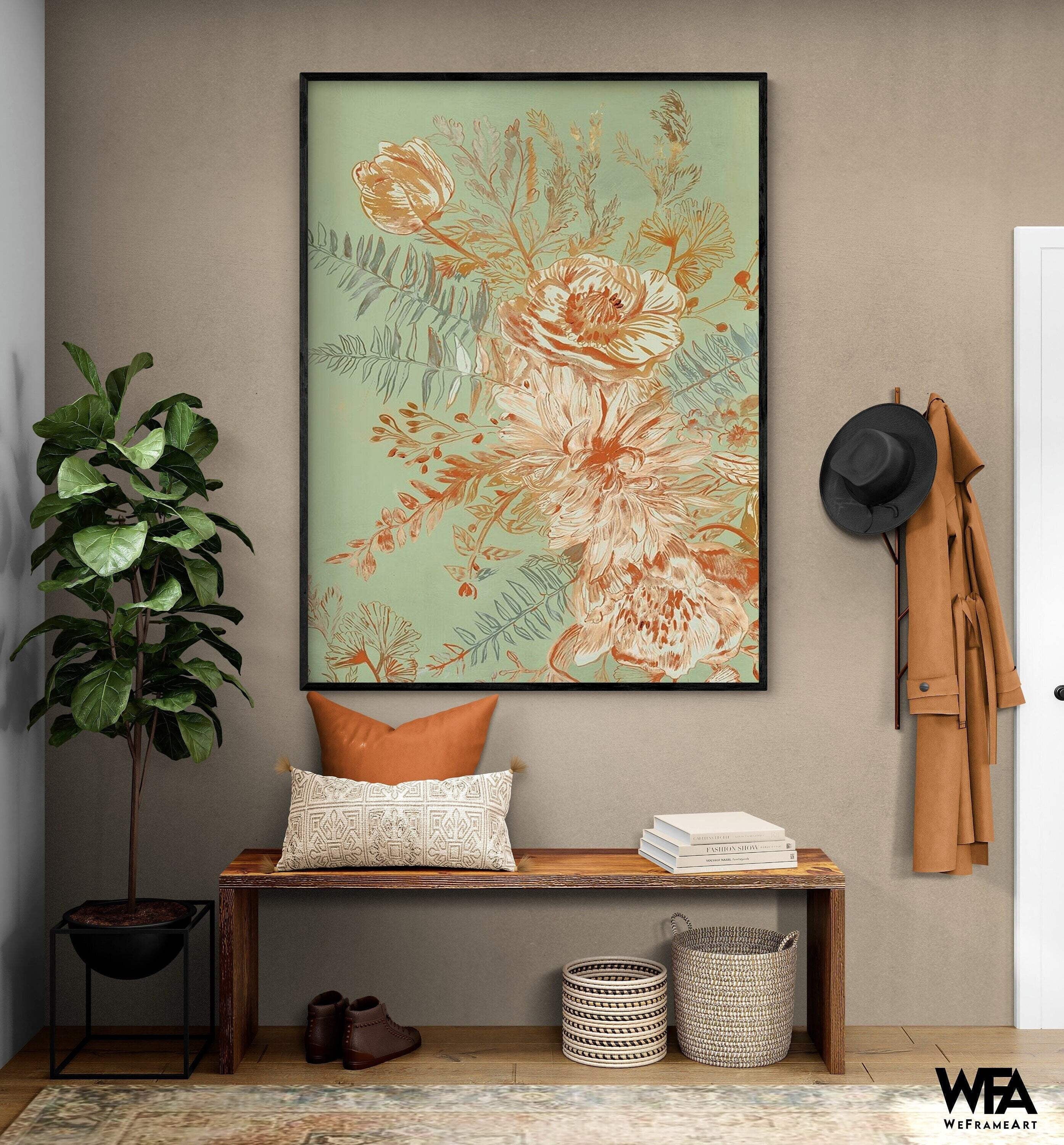 Garden Senses III by Maya Woods, Salmon Floral Pattern Artwork, Soft ...