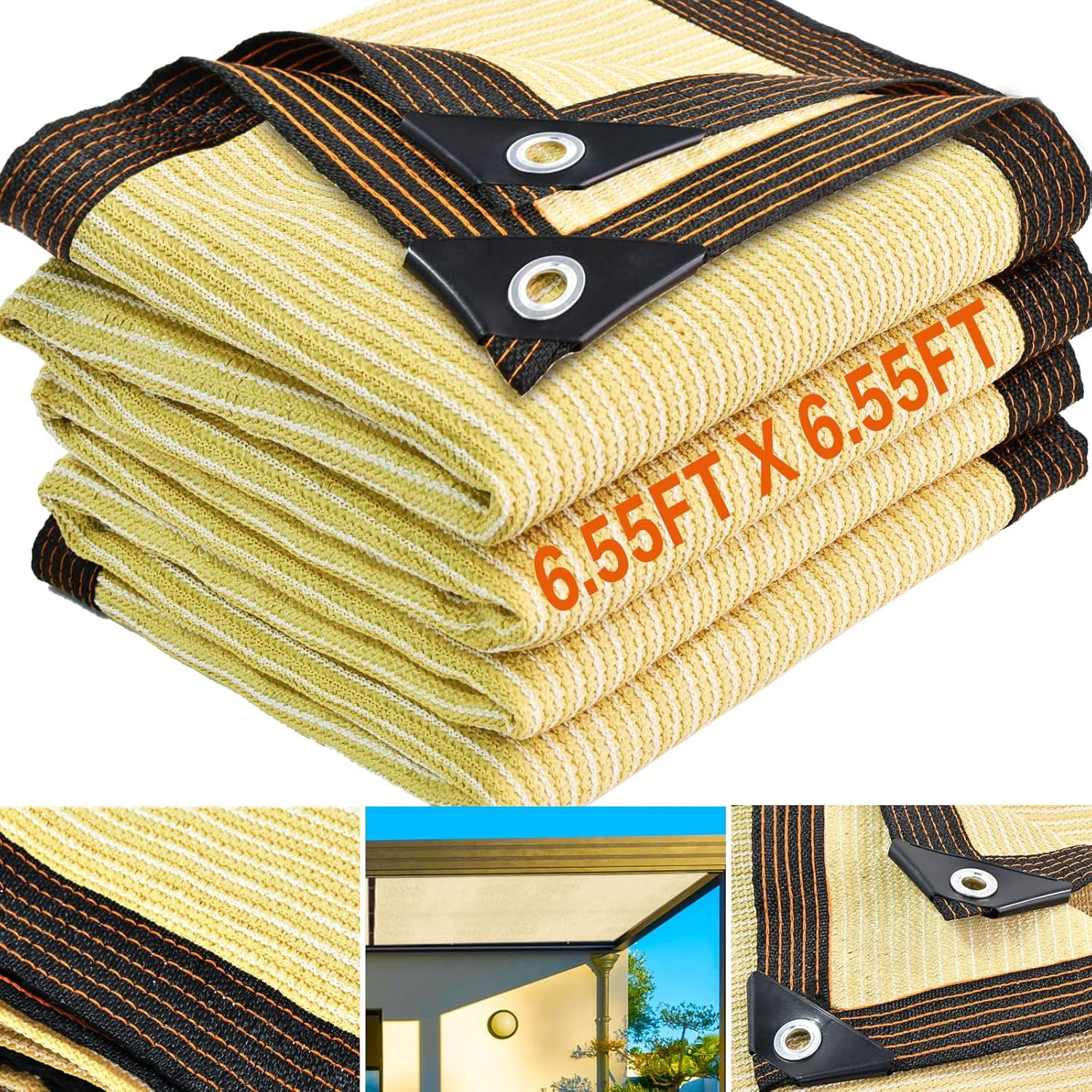 Garden Shade Cloth, 6.5 x 6.5 FT Shade Mesh Tarp with Grommets, Outdoor ...