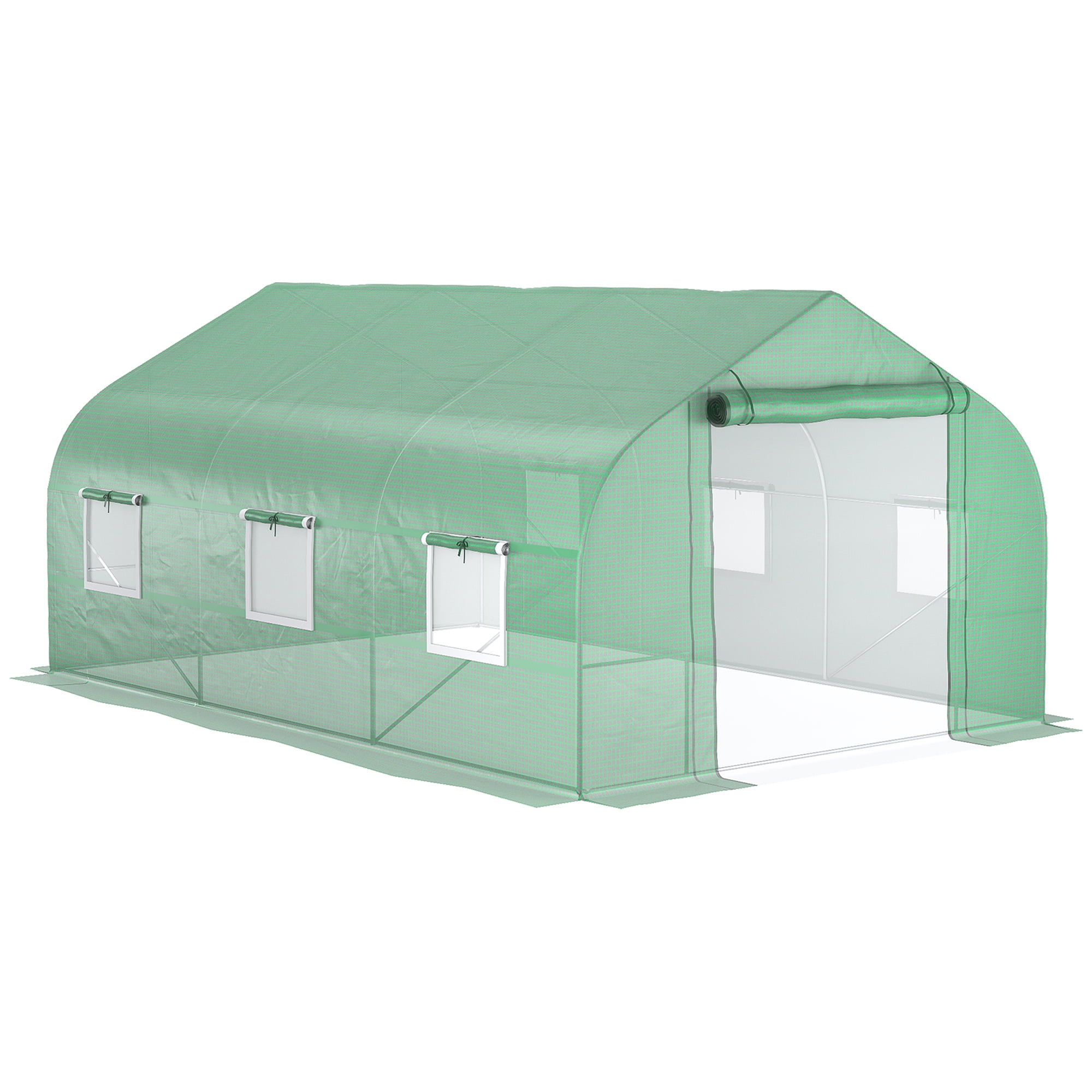 Garden Sheds Outsunny 11.5' x 10' x 7' Walk-in Greenhouse, Tunnel Green ...
