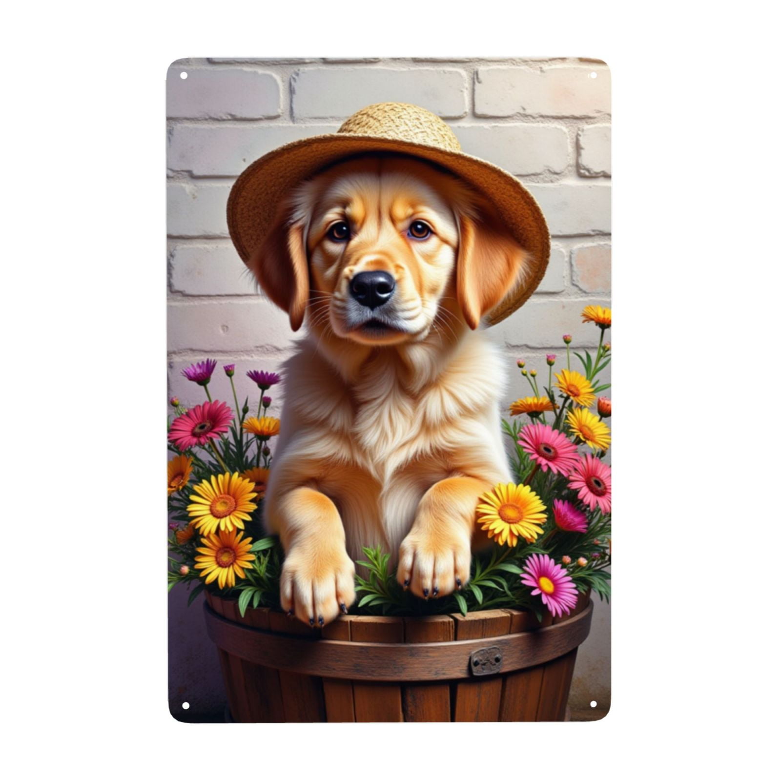Garden Signs Vintage Labrador Metal Tin Signs Round Alluminum Sign For ...