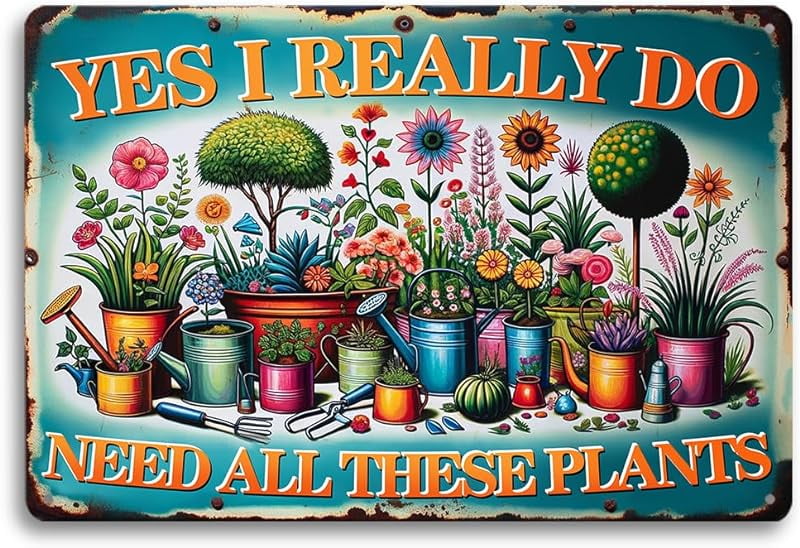 Garden Signs Vintage Plant-Themed Metal Tin Sign Wall Decor | 12x8 ...