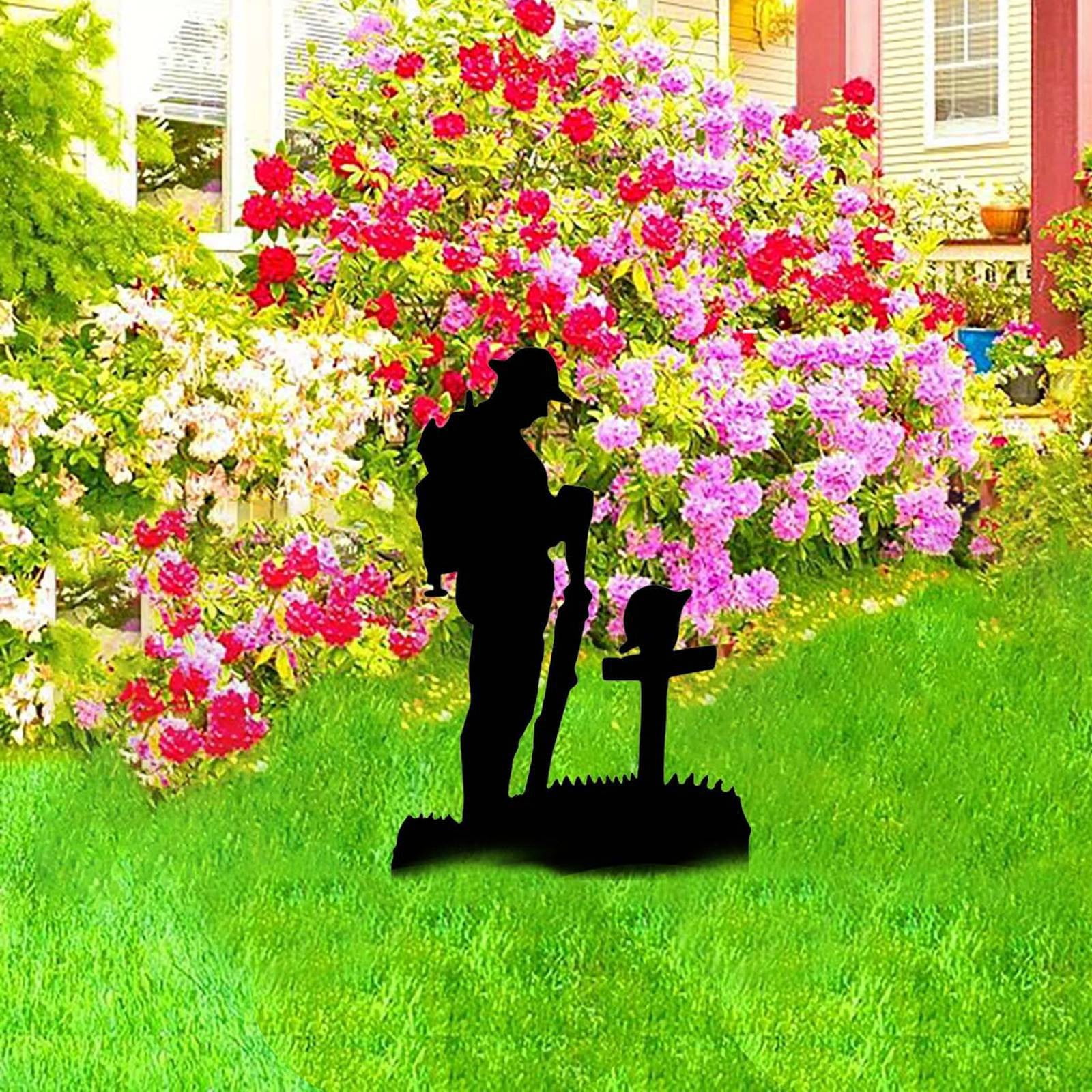 Garden Silhouette Kneeling Soldier Decoration Easy To Install Wrought ...
