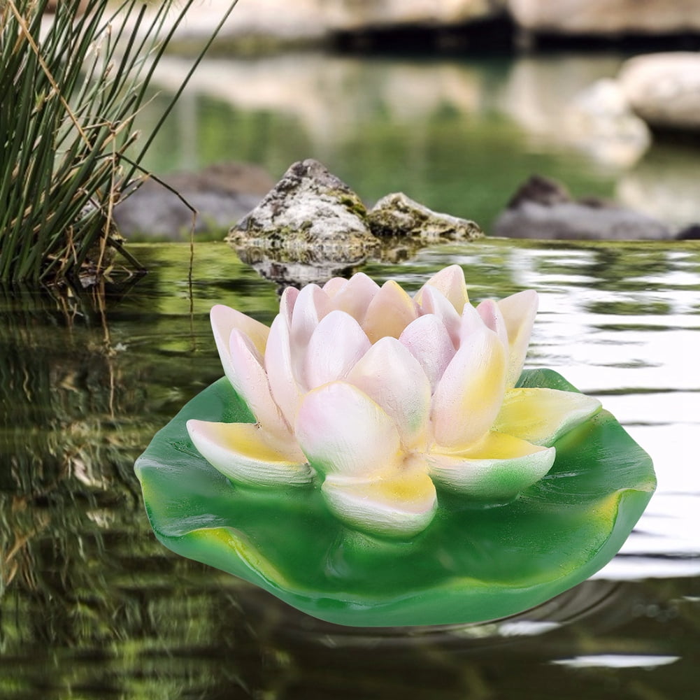 Garden Simulation Floating Resin Lotus Flower Decor for Fish Pond Water ...