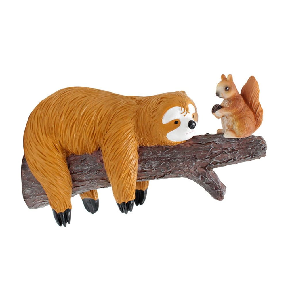 Garden Sloth and Squirrel Resin Statue Tree Hugger, Funny Sloth Napping ...