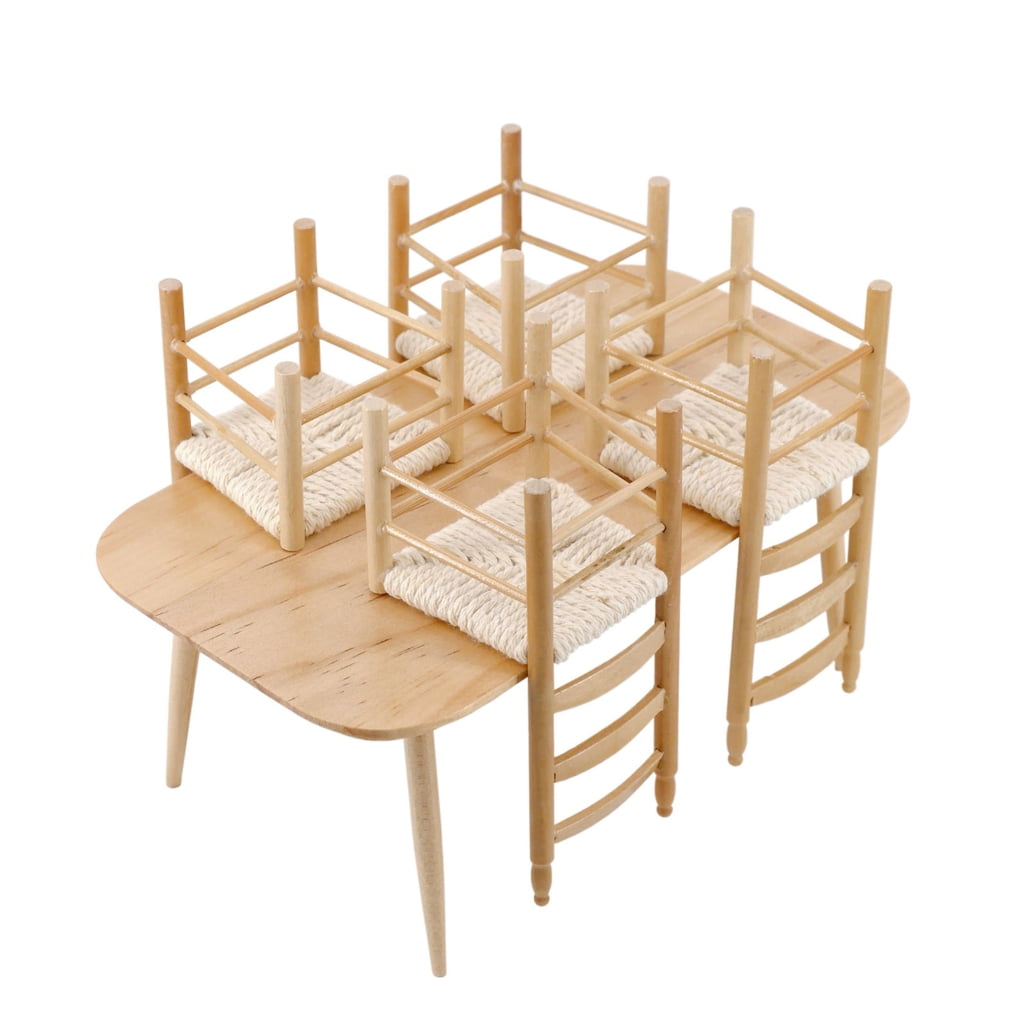 Garden Small Sturdy Wood Furniture Set with Table and Chairs for Dolls ...