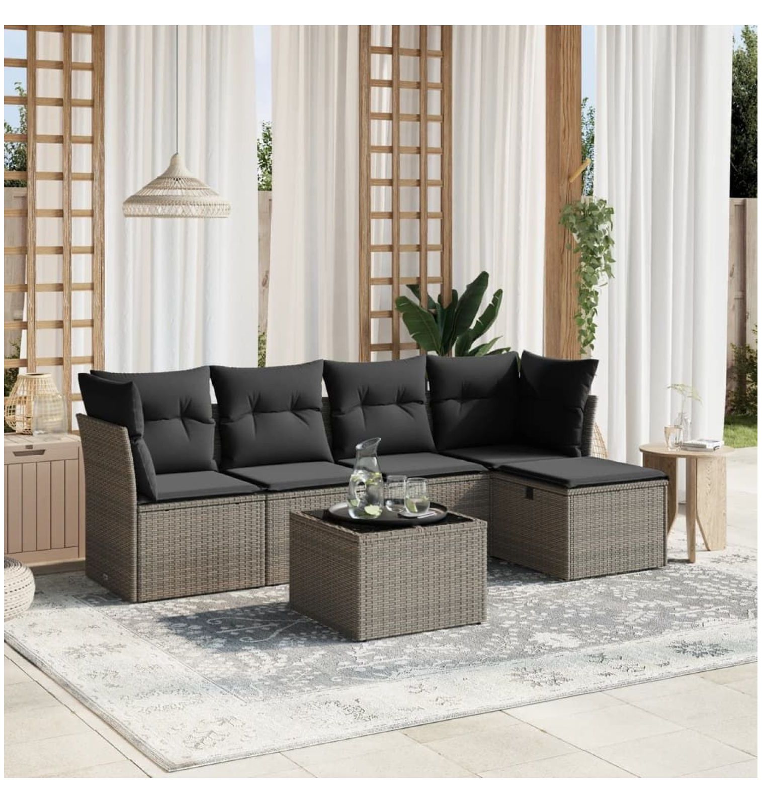 Garden Sofa Set Grey PE rattan Large Modular Garden Sofa Set - Walmart.com