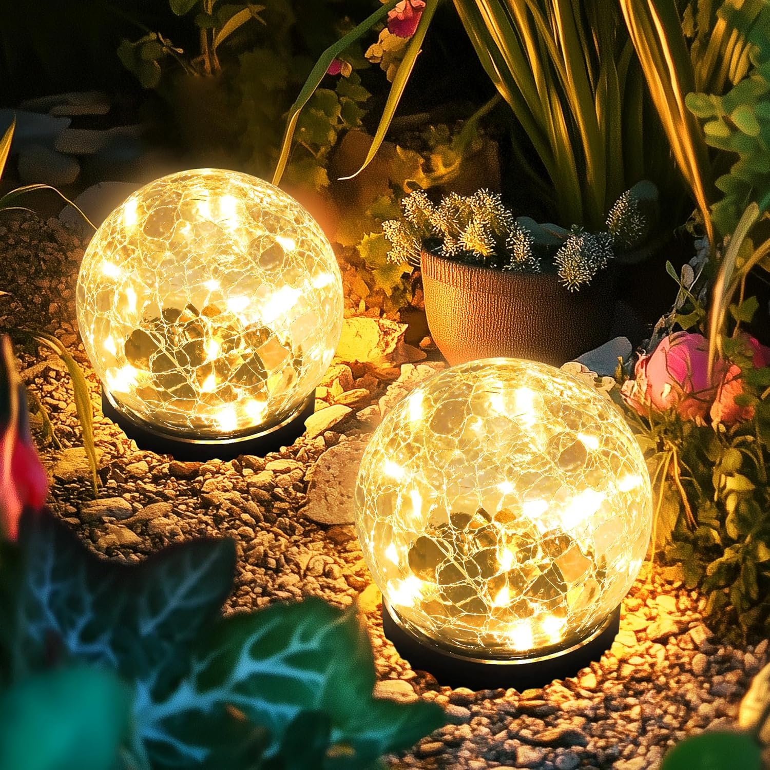 Garden Solar Ball Lights Solar Globe Lights Outdoor Waterproof LED ...
